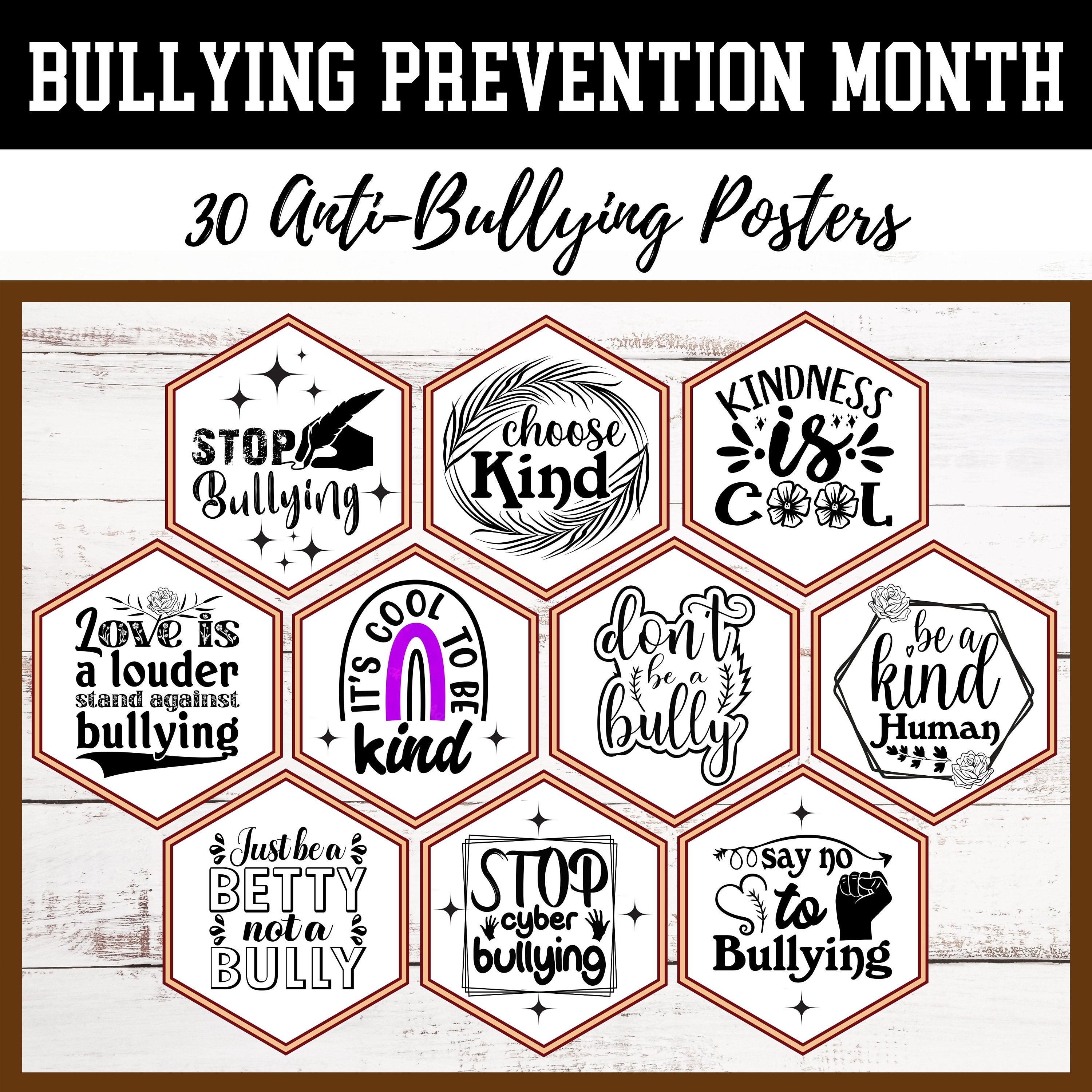 National Bullying Prevention Month Bulletin Board Set-31 Anti Bullying ...