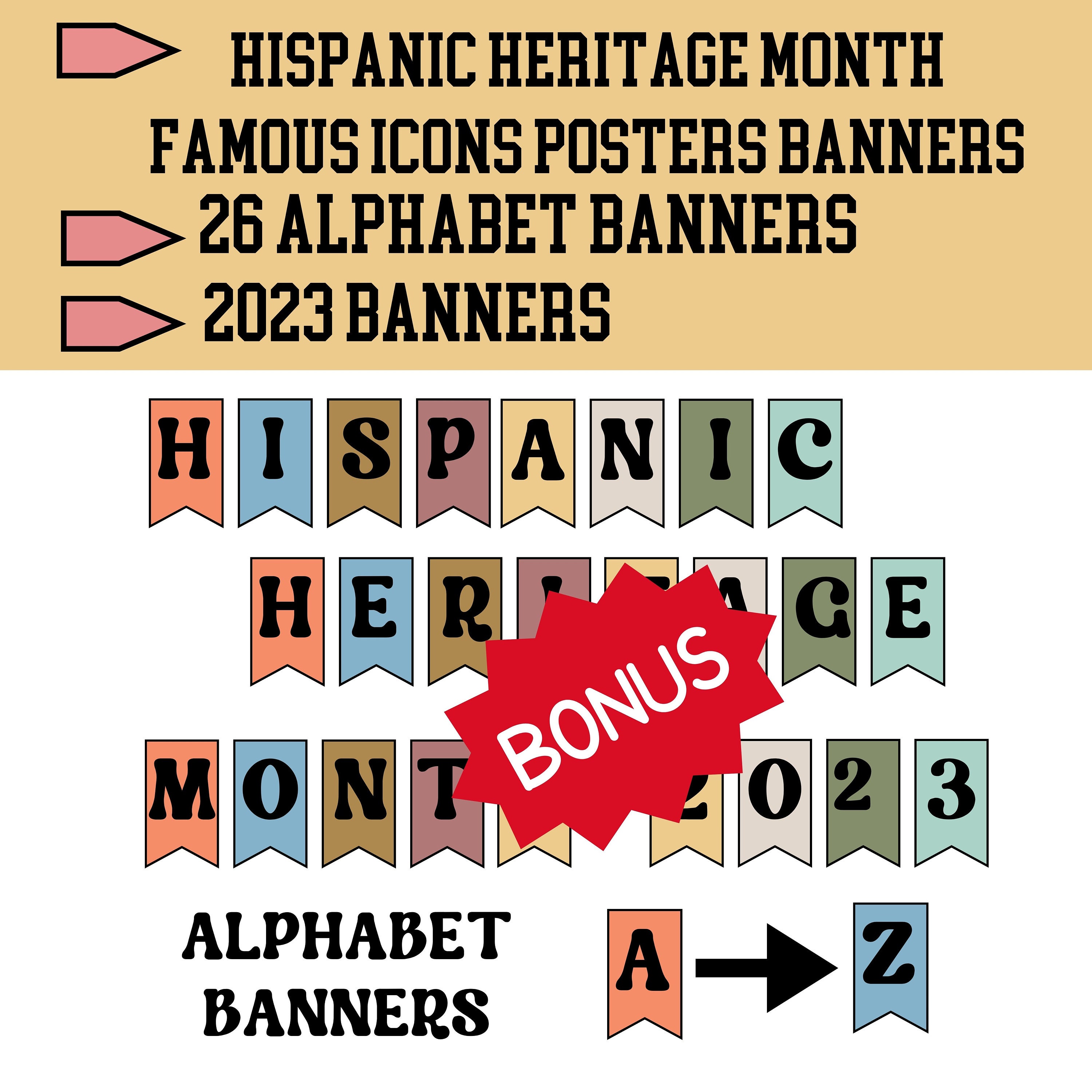 Hispanic Heritage Month Classroom Bulletin Board Set, 37 Iconic Figures ...