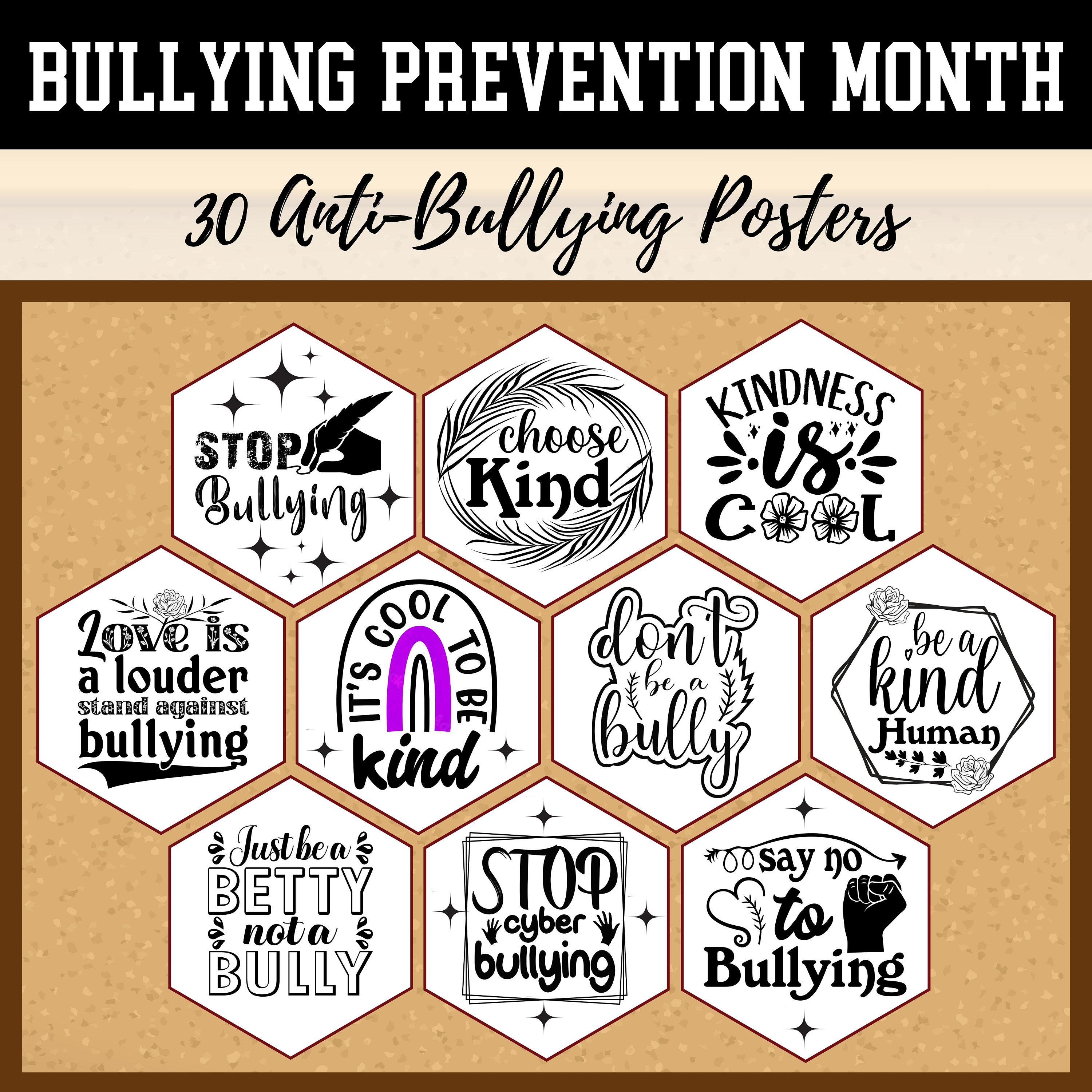 National Bullying Prevention Month Bulletin Board Set-31 Anti Bullying ...