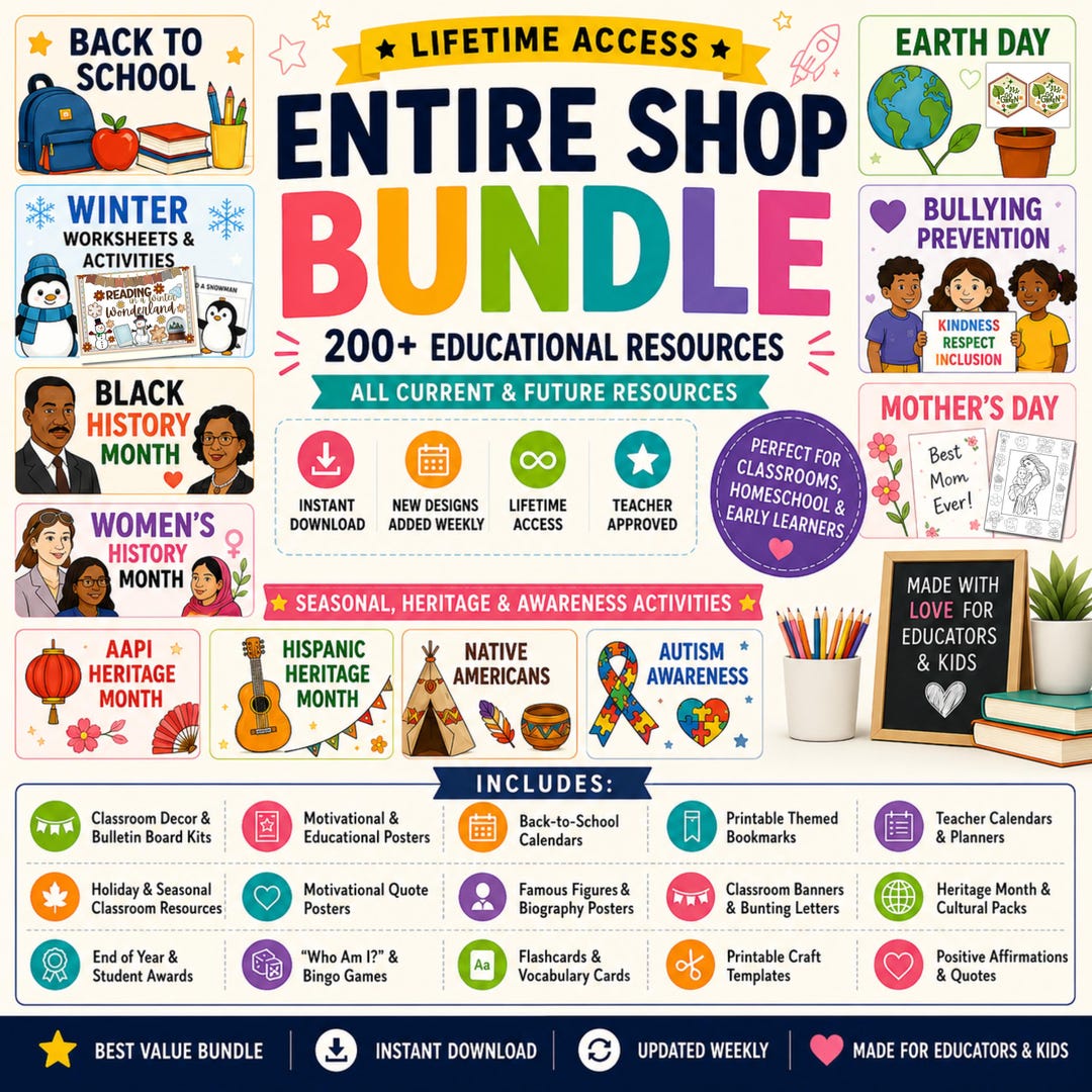 Mega Whole Shop Bundle, Bulletin Board, Poster, Coloring Sheets ...