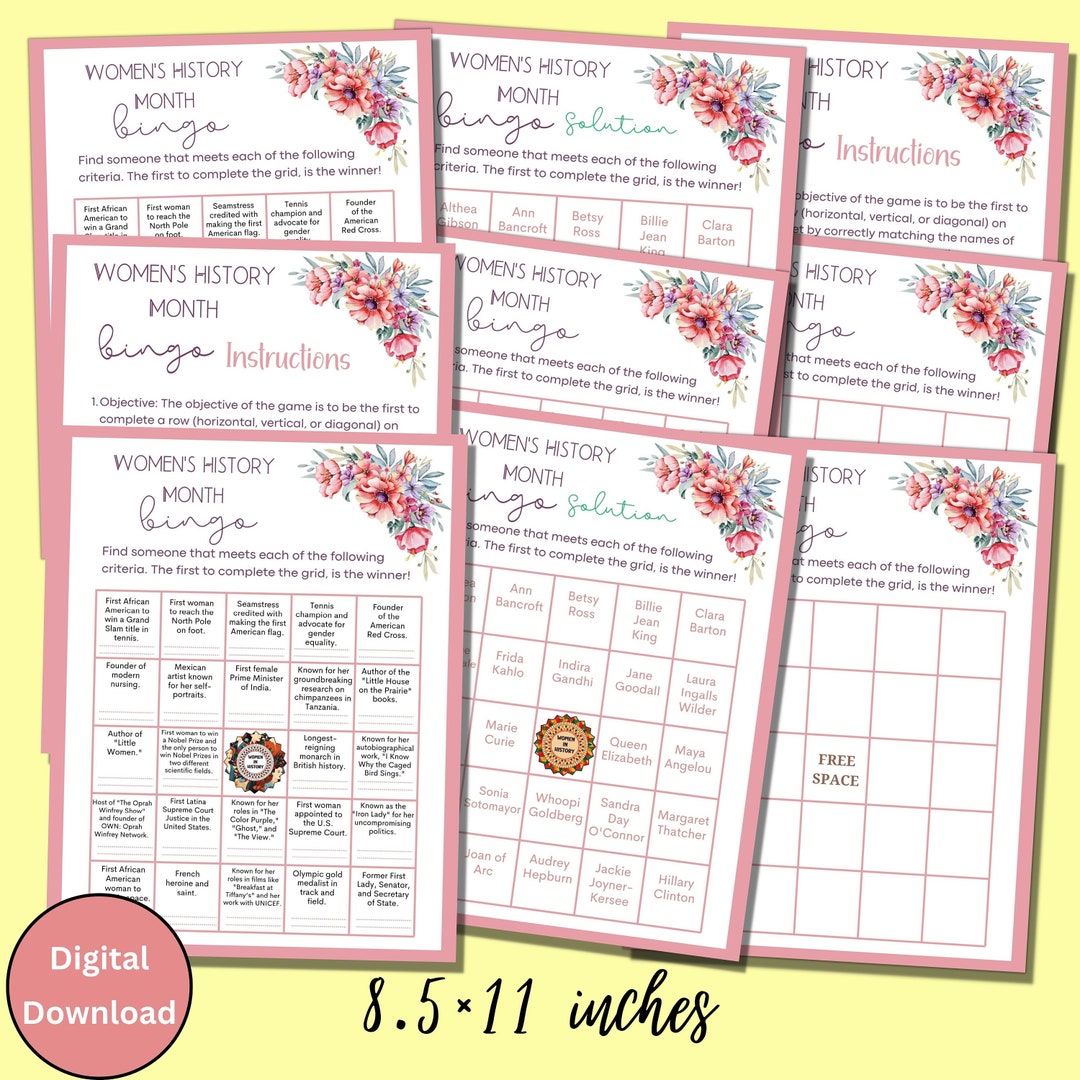 Printable Women's History Month Bingo Game | Women Empowerment ...
