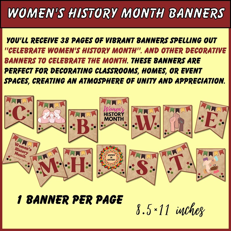 Women's History Month Banners Printable, Bulletin Board Banners ...