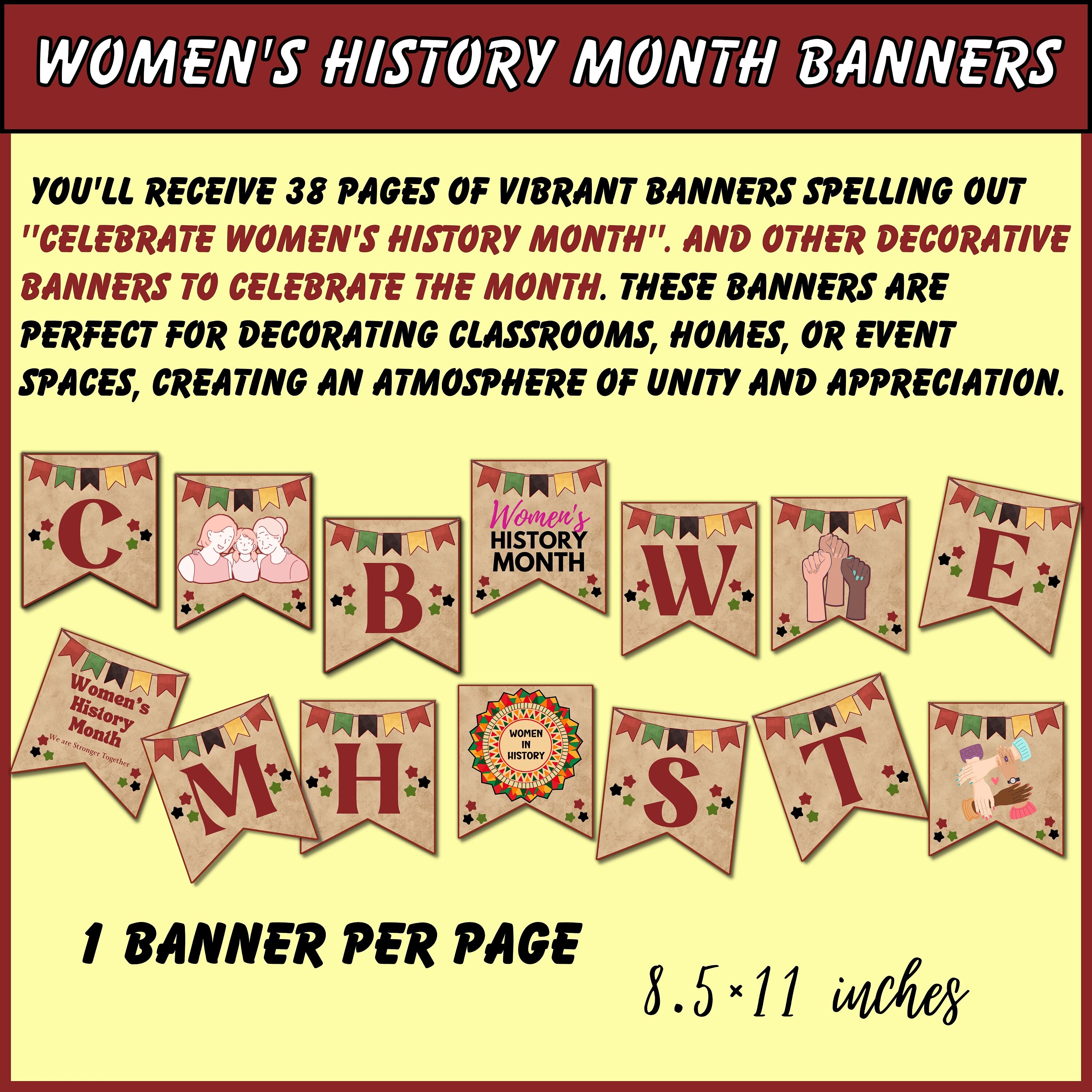 Women's History Month Banners Printable, Bulletin Board Banners ...