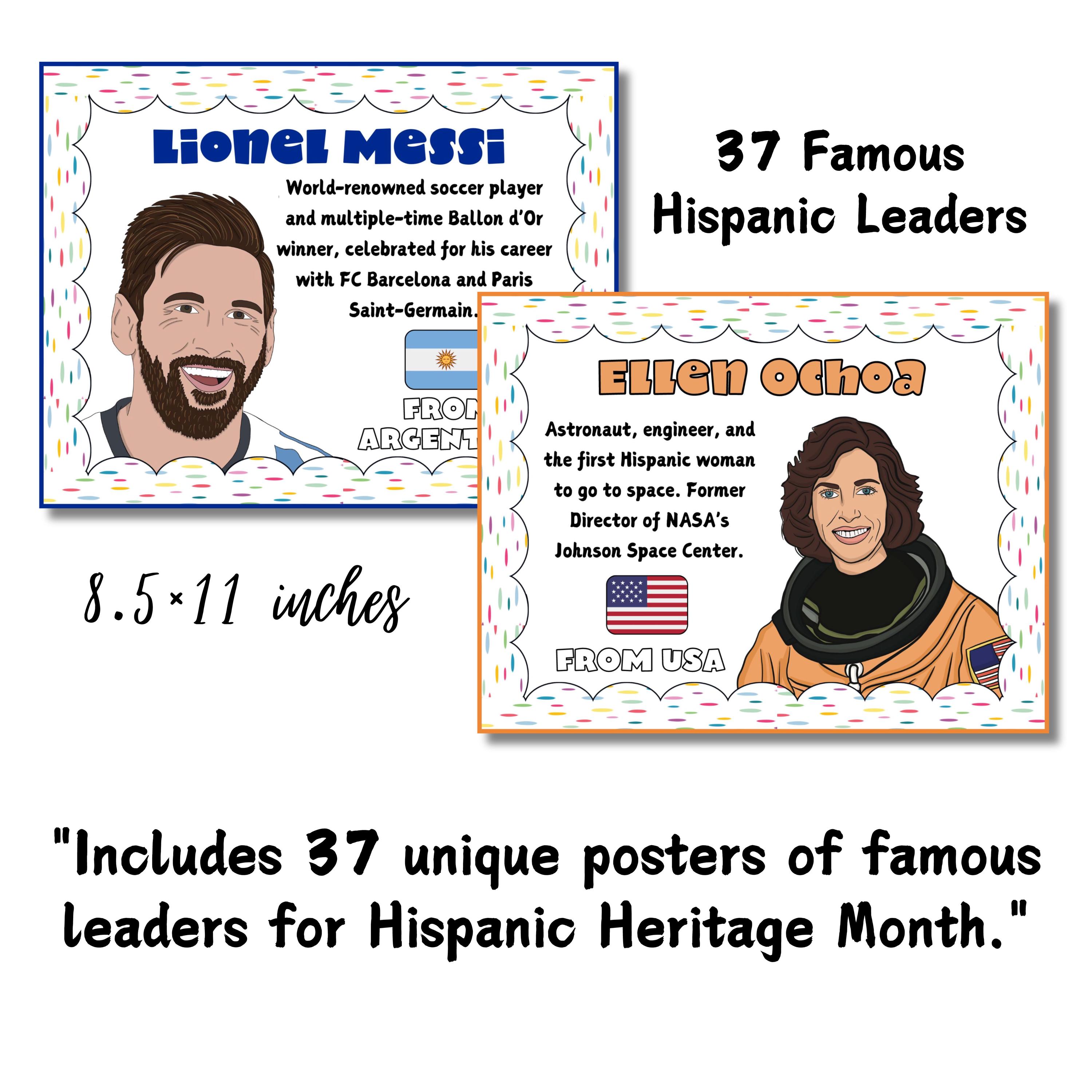 Hispanic Heritage Month Classroom Bulletin Board Set, 37 Iconic Figures ...