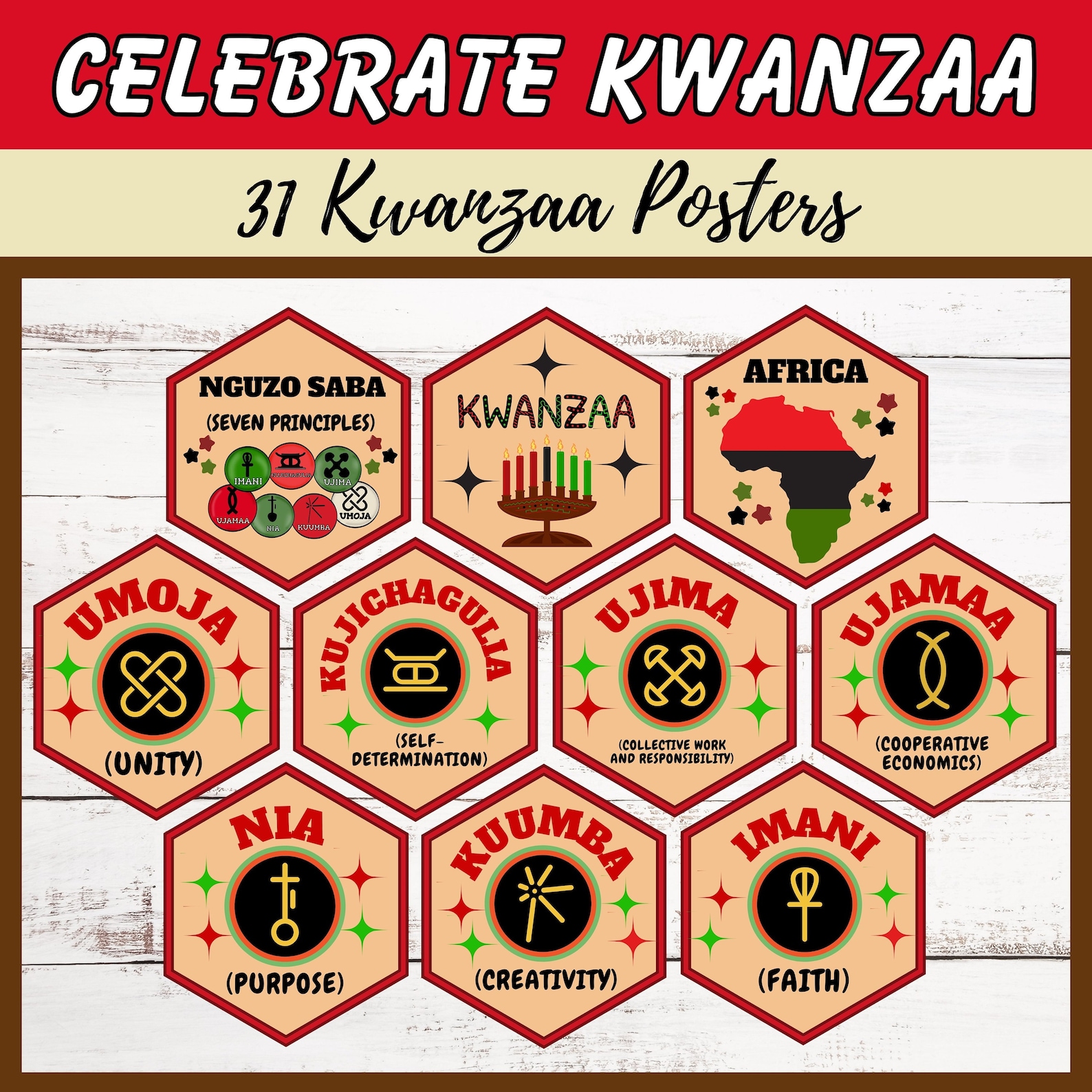 Kwanzaa Vocabulary Posters-kwanzaa Principles Posters-the7 Principles ...
