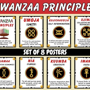 Kwaanza Principals Posters Set of 8 - the 7 Principles of Kwanzaa ...