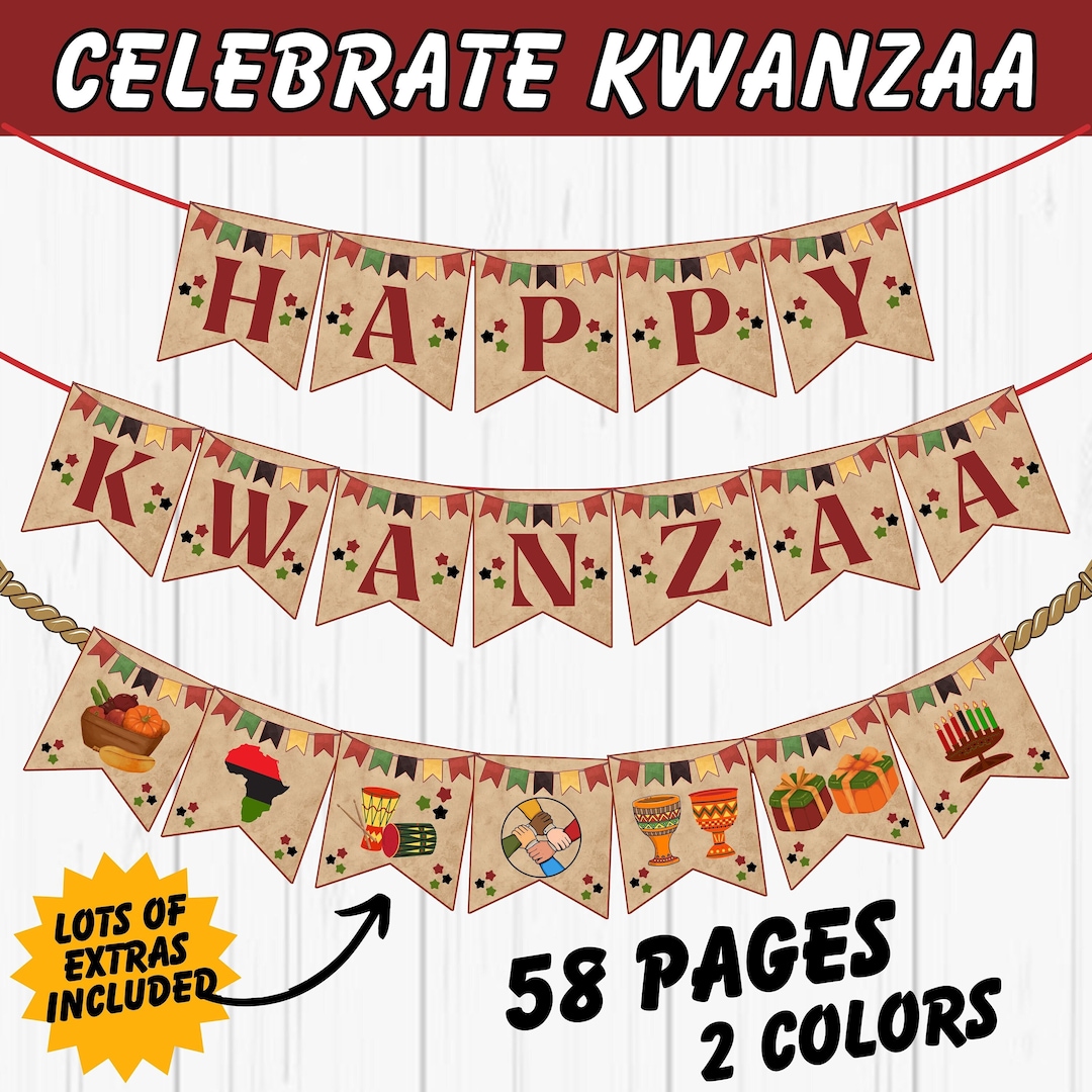 Happy Kwanzaa Printable Banner Bunting-celebrate Kwanzaa 58 Banner ...