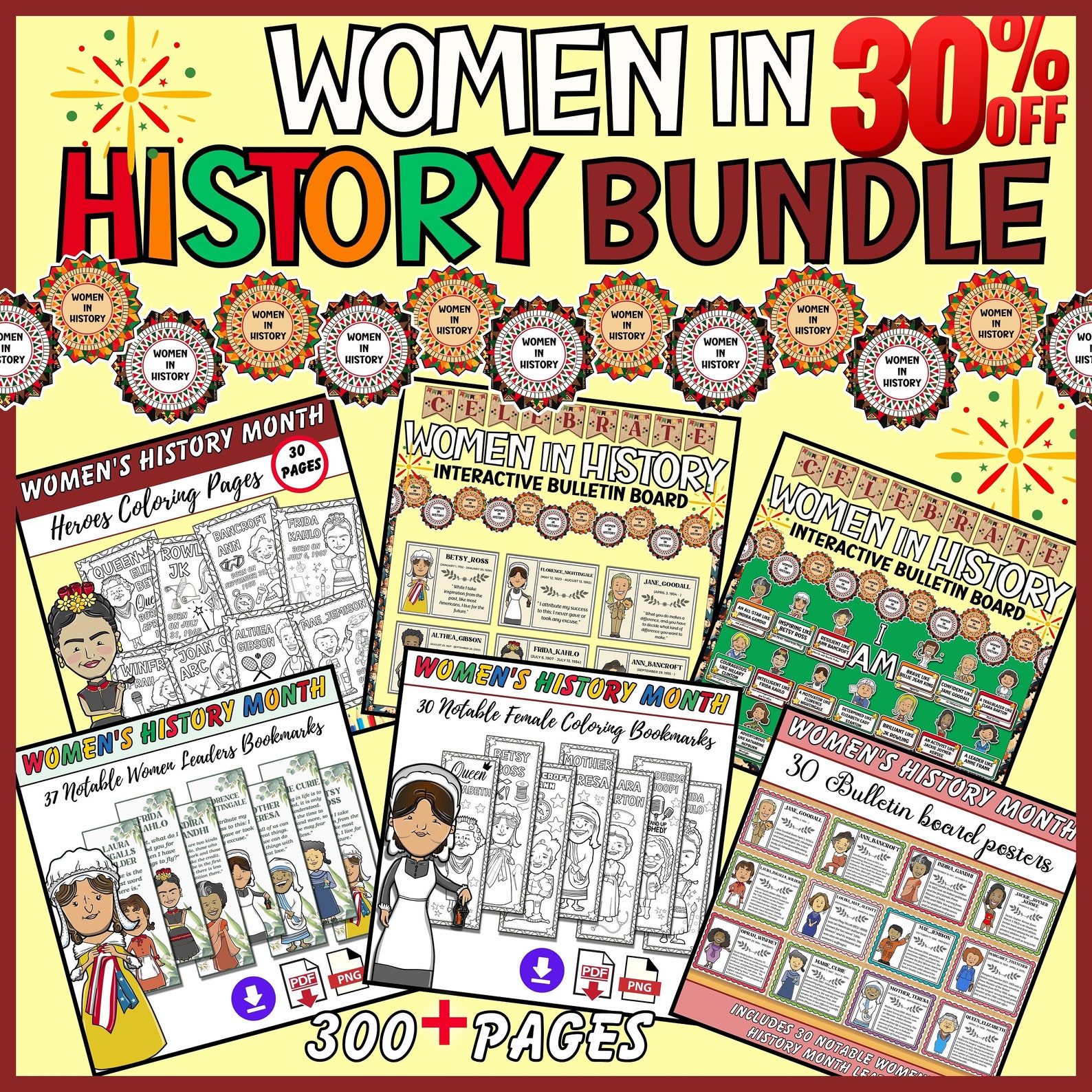Printable Women's History Month Bundle:biography Bulletin Board Set ...