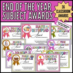 Editable & Printable End of Year Classroom Awards and Bookmarks ...