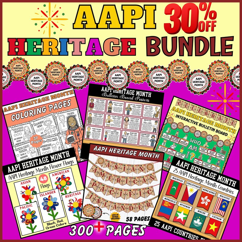 Asian American & Pacific Islander Heritage Month Bundle, Bulletin Board ...