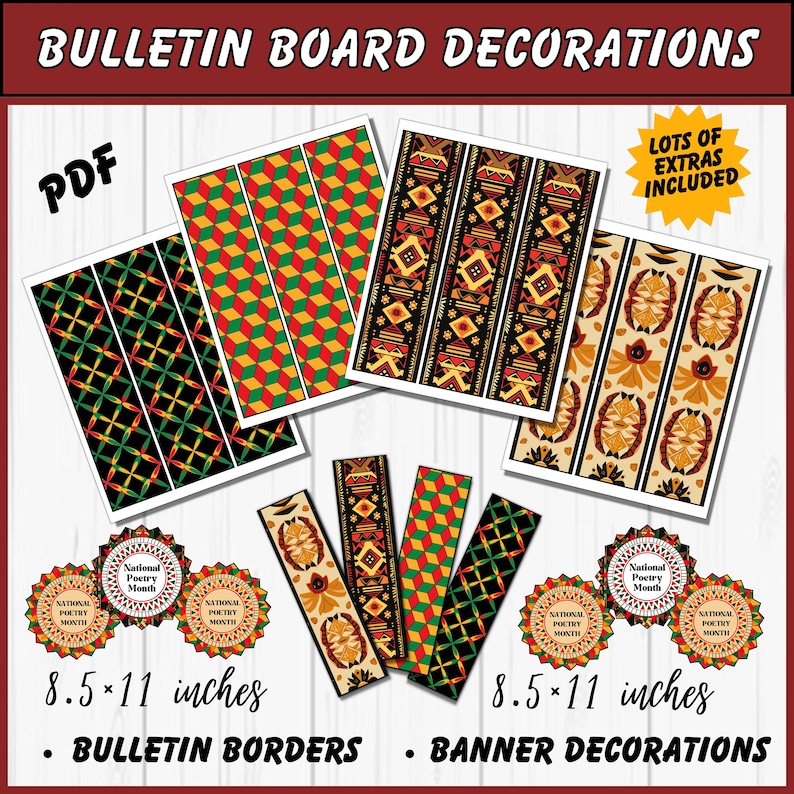 National Poetry Month Banners Printable, Bulletin Board Banners ...