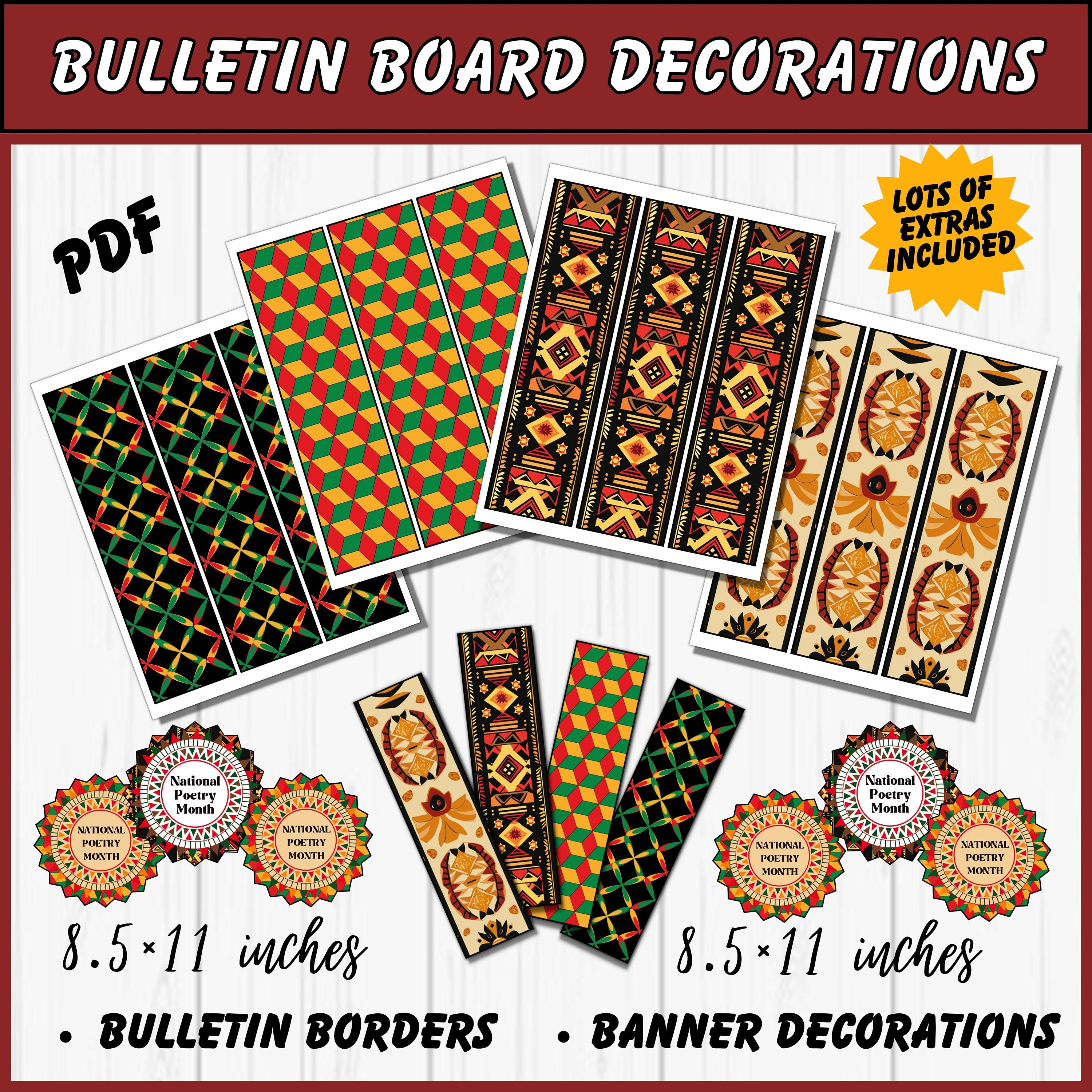 National Poetry Month Banners Printable, Bulletin Board Banners ...