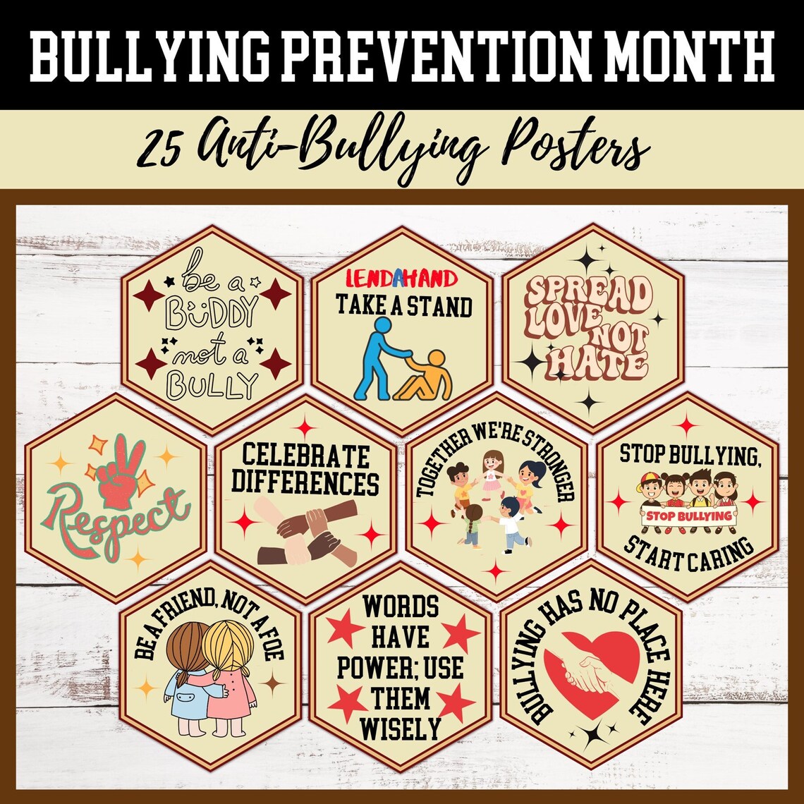 National Bullying Prevention Month Bulletin Board Set-25 Anti Bullying ...