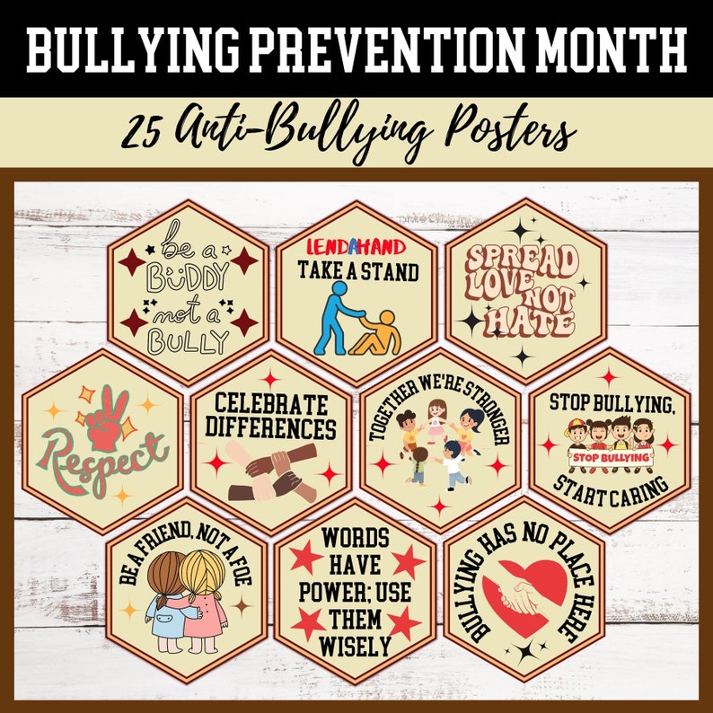 National Bullying Prevention Month Bulletin Board Set-25 Anti Bullying ...