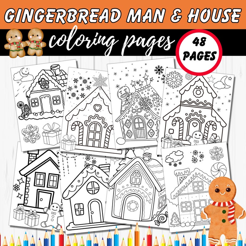 Gingerbread Man & Girl Coloring Pages, Gingerbread House Coloring ...