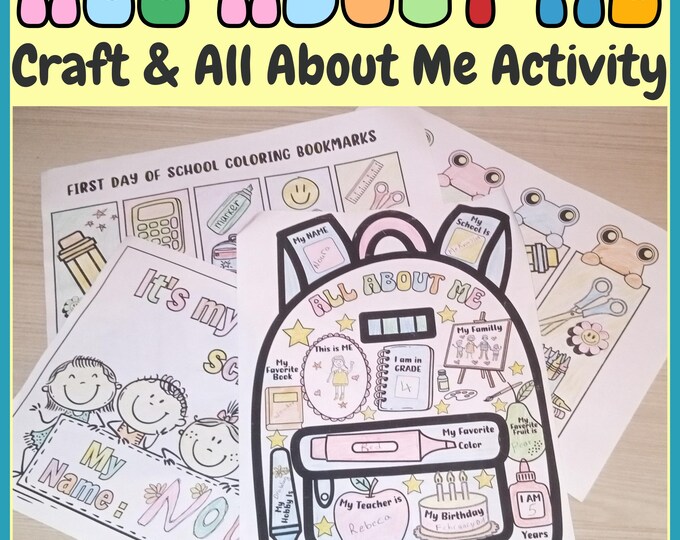 All About Me Back to School Printable Backpack Art, Writing Activity ...