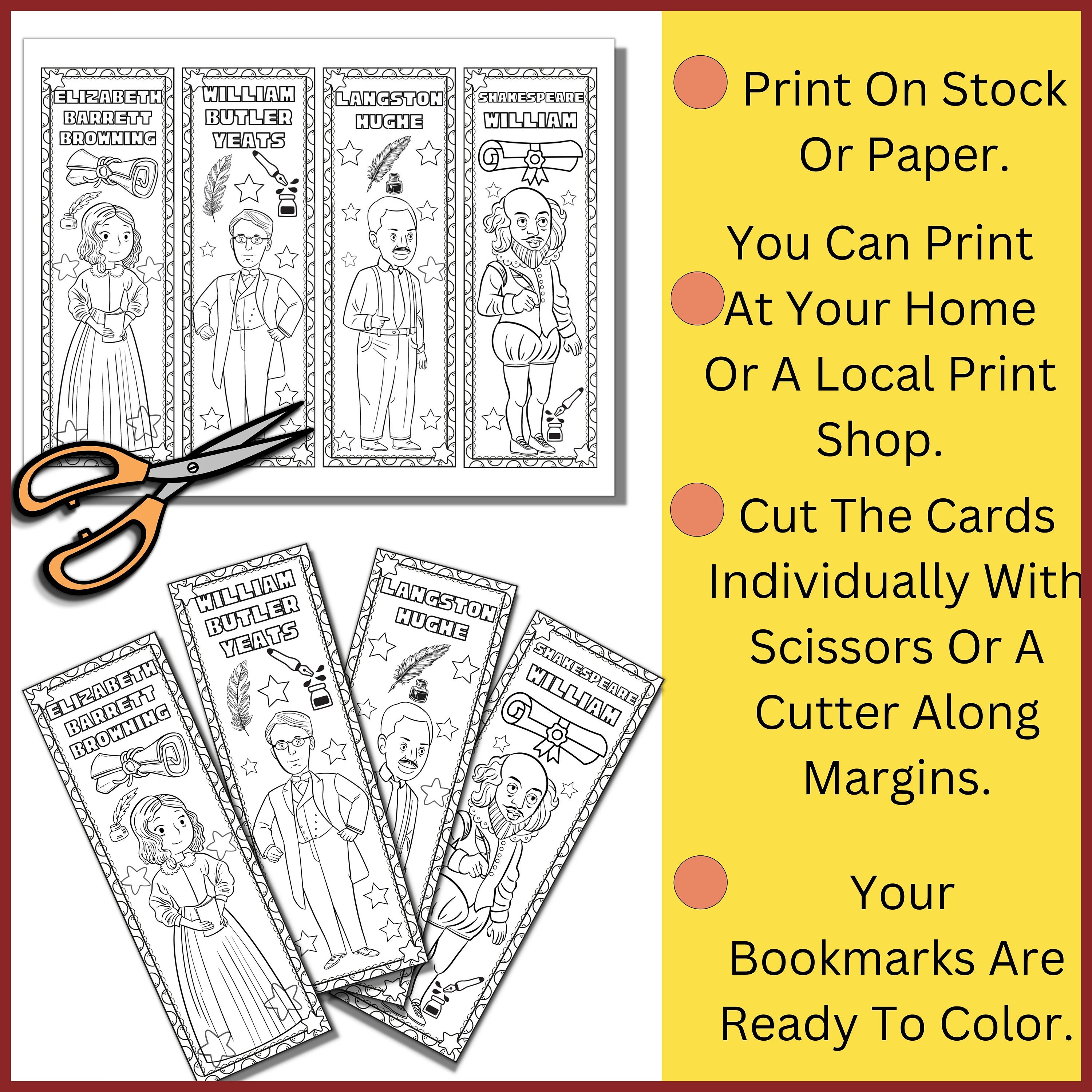 PRINTABLE Poetry Coloring Bookmarks April National Poetry Month ...