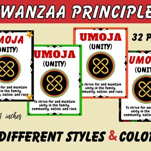 Kwaanza Principals Posters Set of 8 - the 7 Principles of Kwanzaa ...