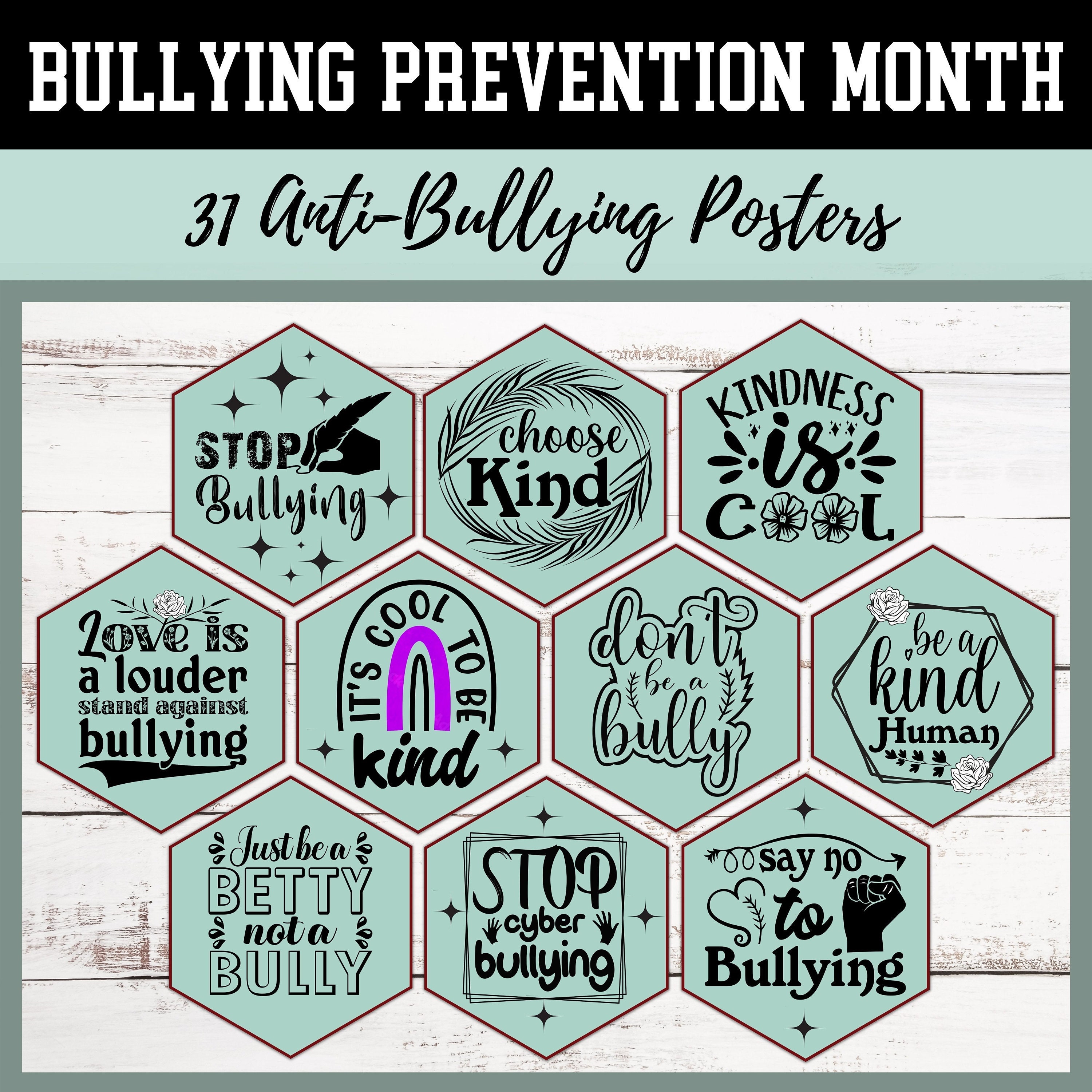 National Bullying Prevention Month Bulletin Board Set-31 Anti Bullying ...