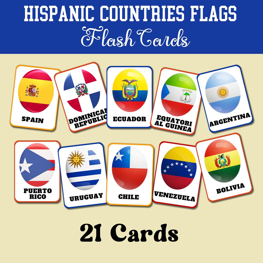Hispanic Country Flags | National Hispanic Heritage Month Flashcards ...