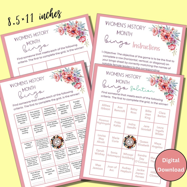 Printable Women's History Month Bingo Game | Women Empowerment ...
