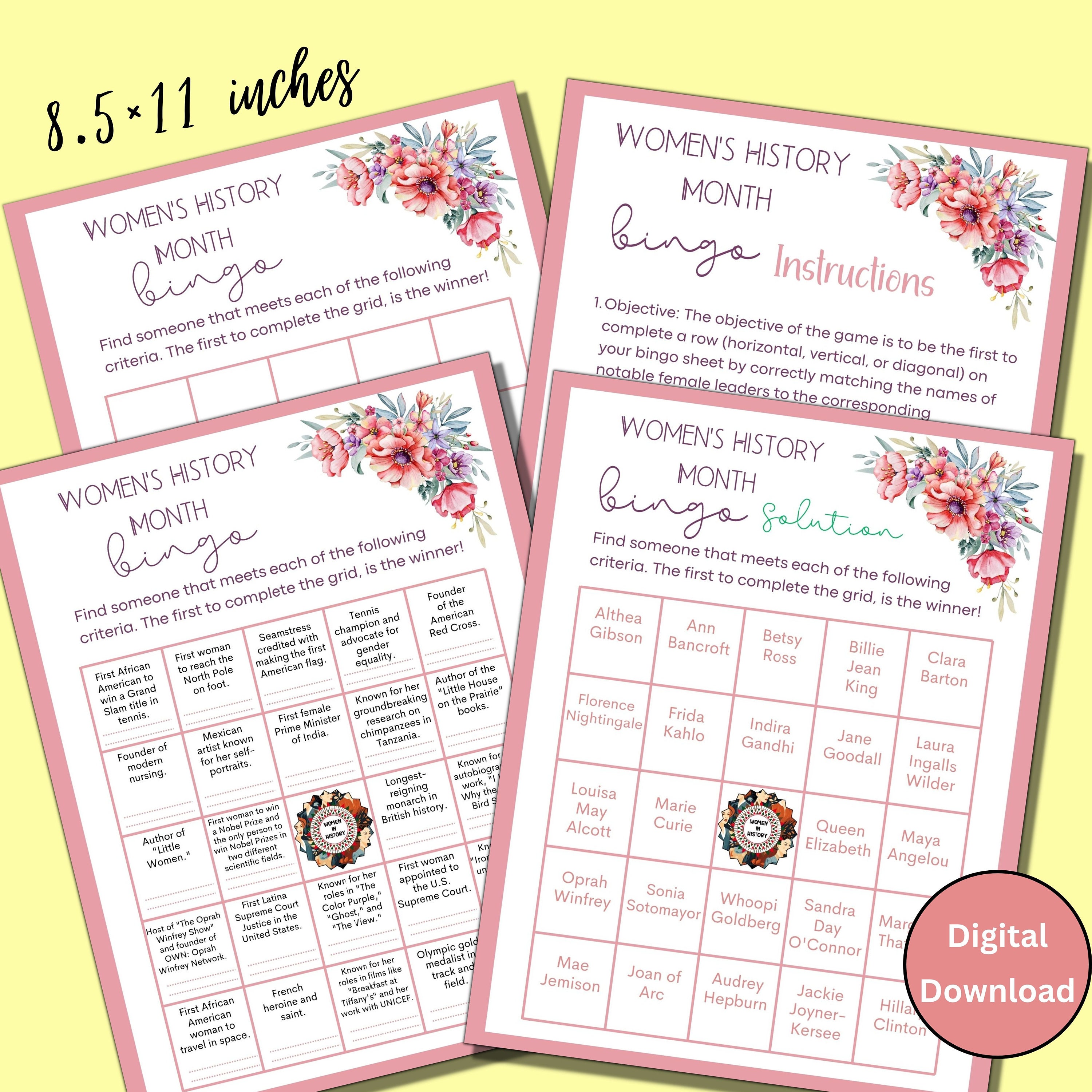 Printable Women's History Month Bingo Game | Women Empowerment ...