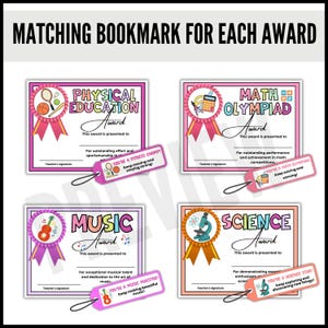 Editable & Printable End of Year Classroom Awards and Bookmarks ...