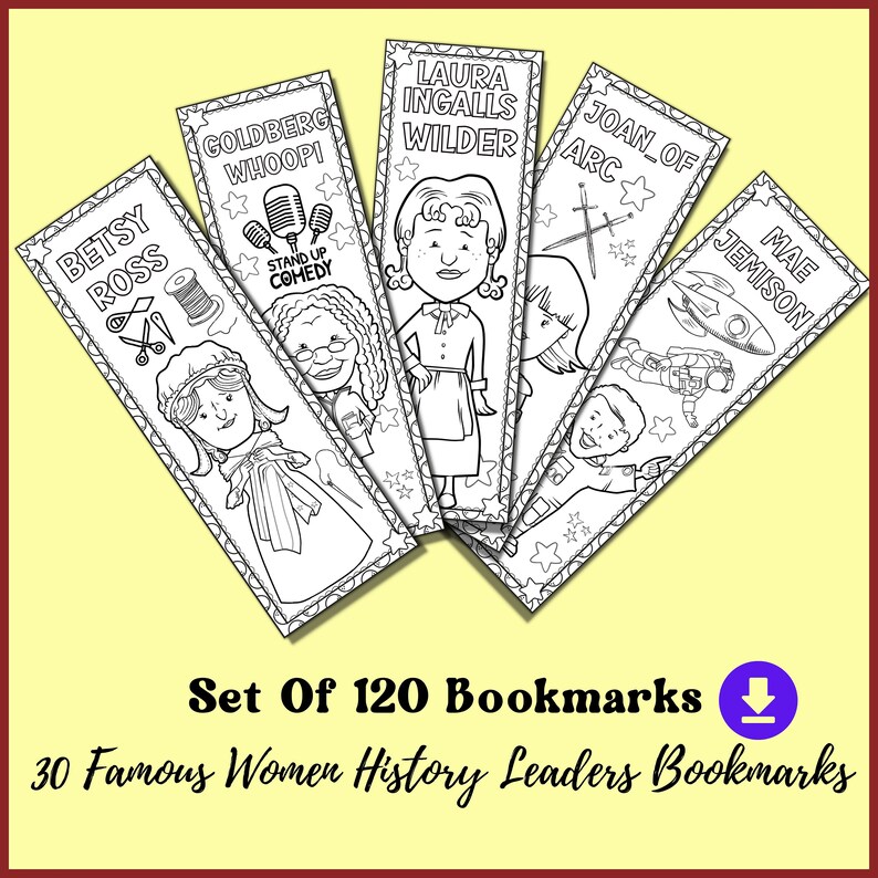 Printable Women's History Month Coloring Bookmarks Set | Famous Women ...