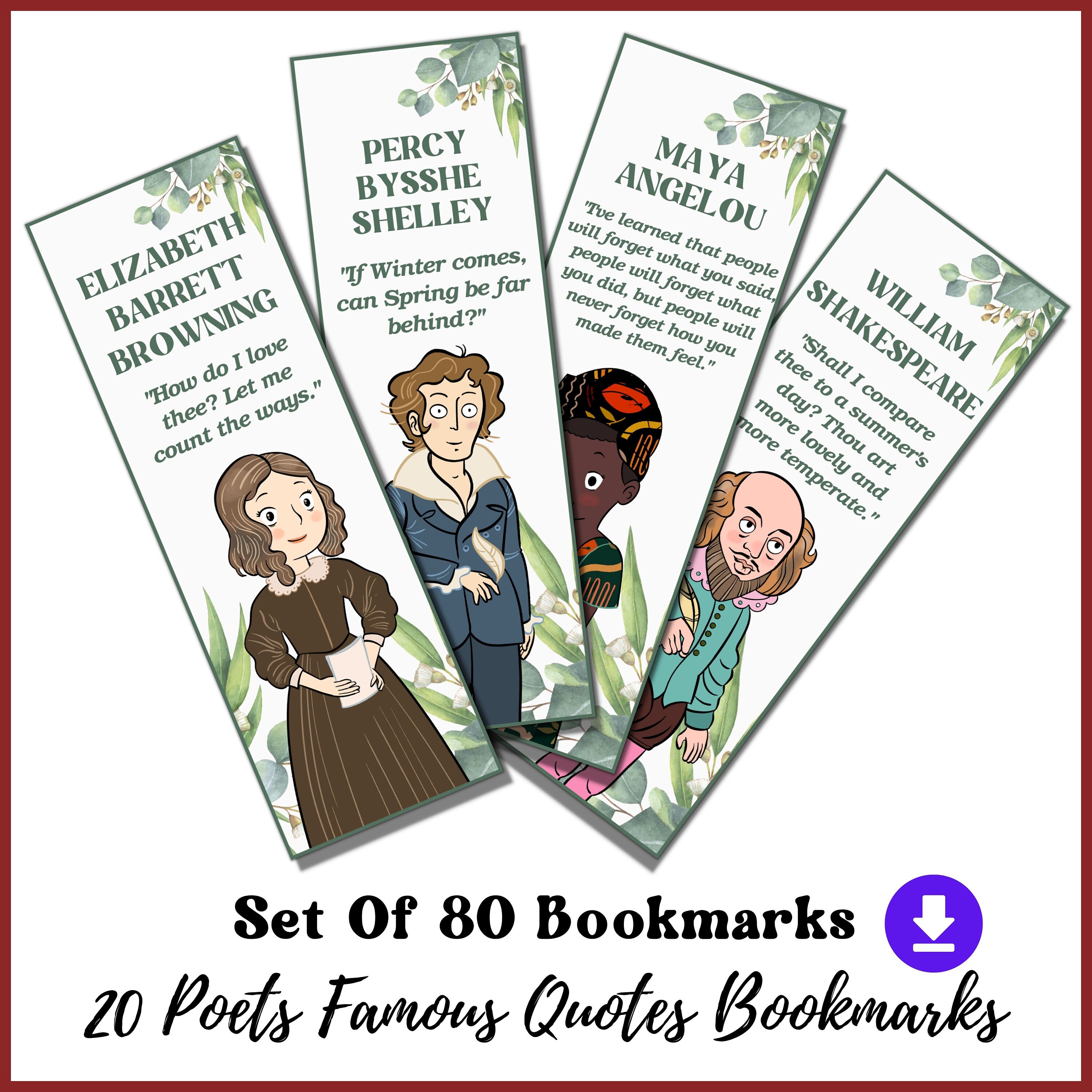 PRINTABLE Poetry Bookmarks | April National Poetry Month Bookmarks ...