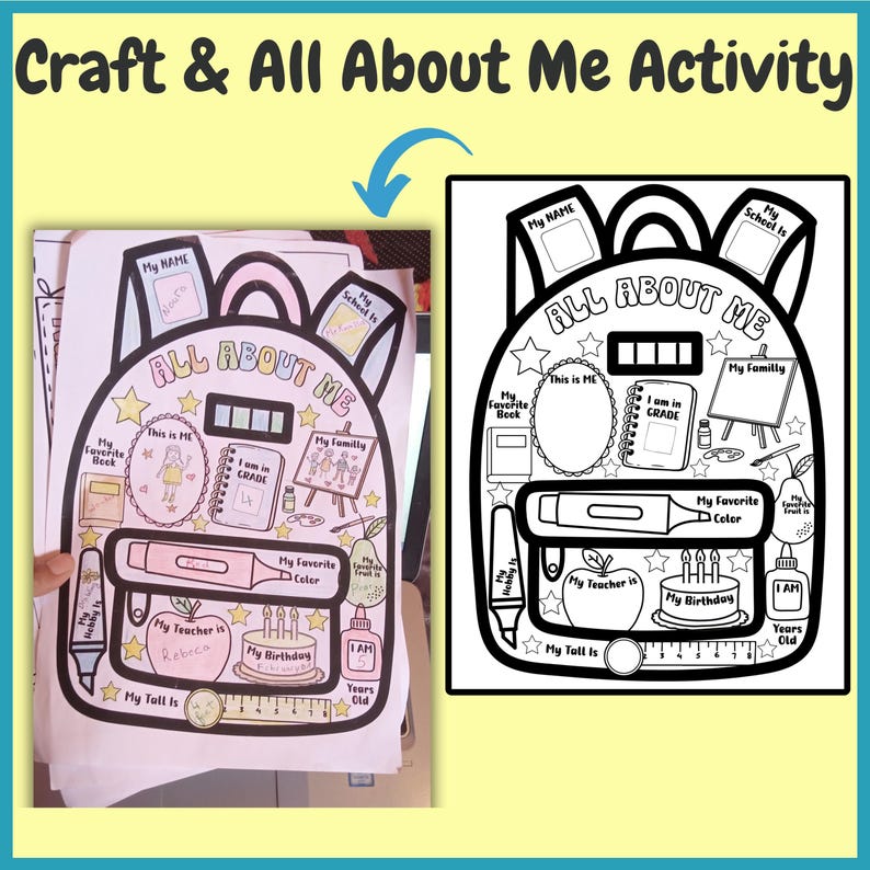 Back to School All About Me Backpack Activity, Printable Student ...