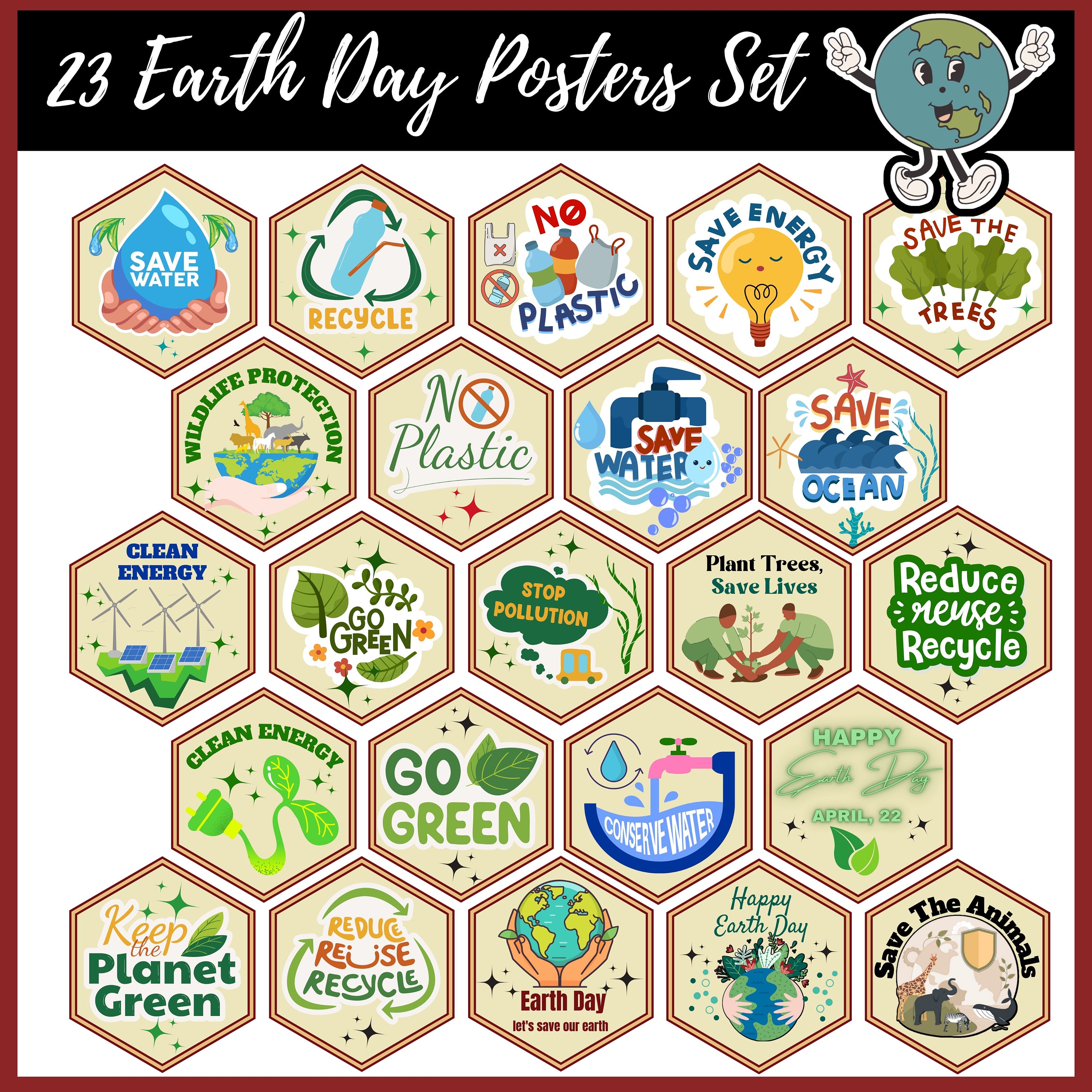 Earth Day Poster Set - Environmental Awareness Classroom Decor, Earth ...