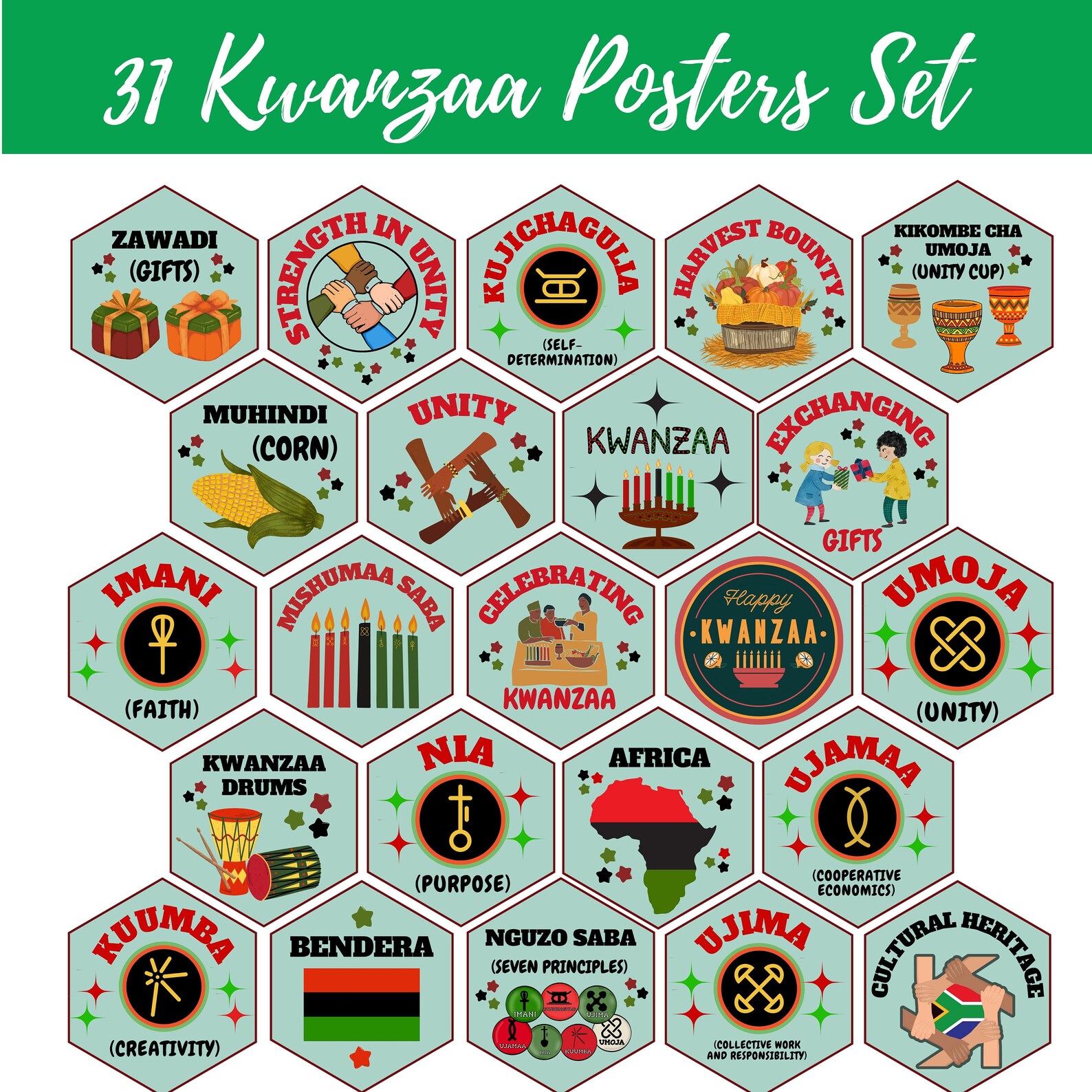 Kwanzaa Vocabulary Posters-kwanzaa Principles Posters-the7 Principles ...