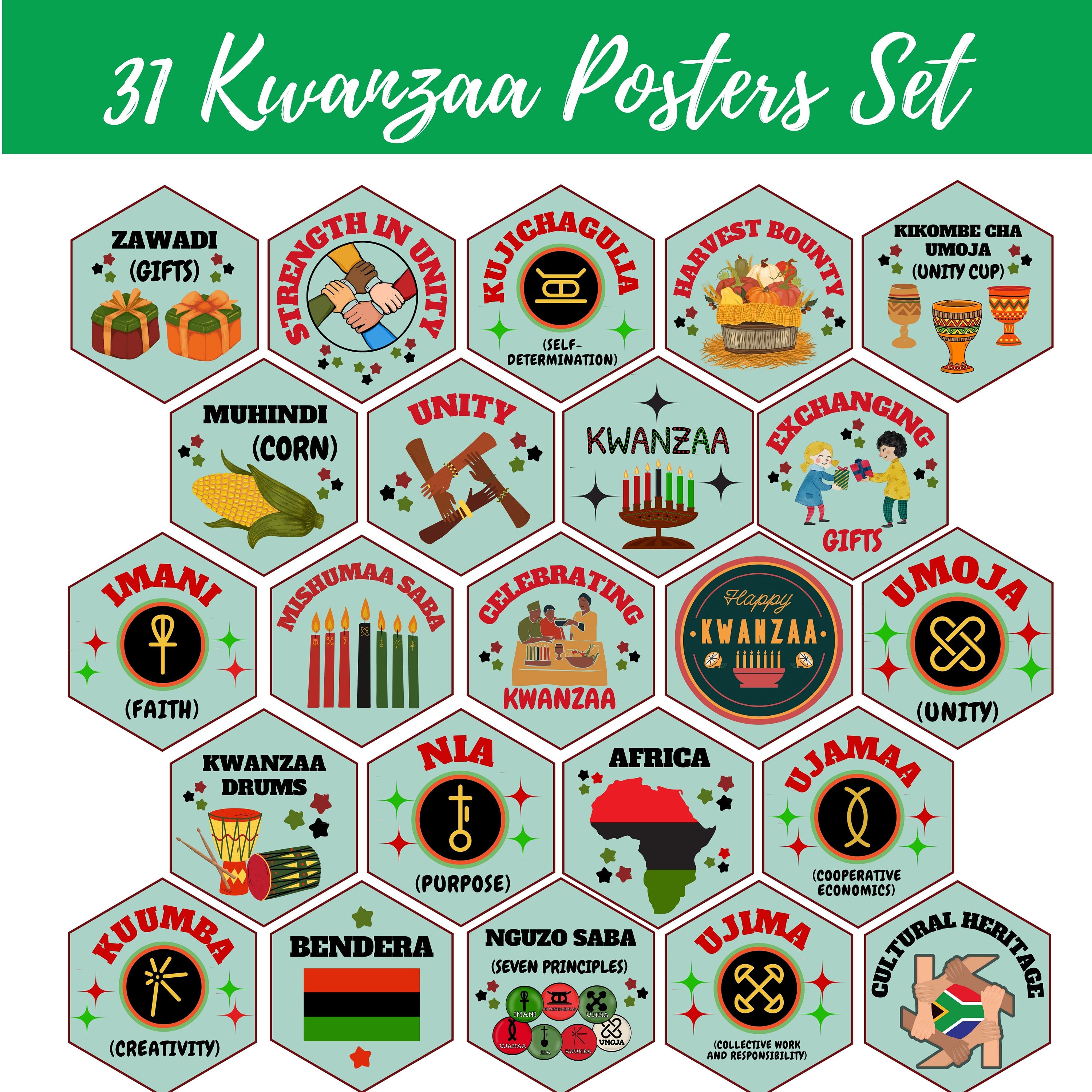Kwanzaa Vocabulary Posters-kwanzaa Principles Posters-the7 Principles ...