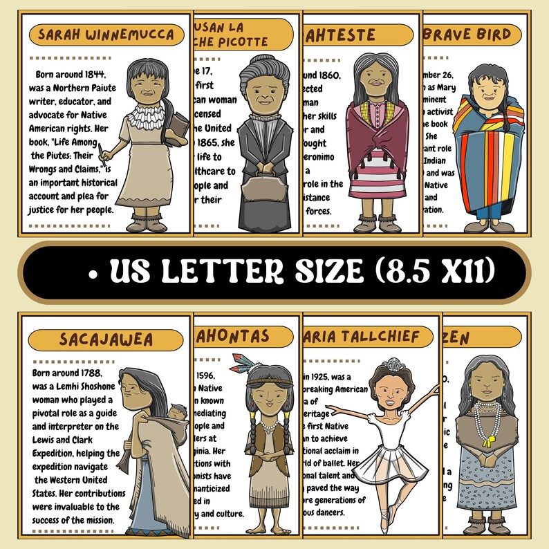 Native American Heritage Month Biography Posters Female Leaders Set of ...