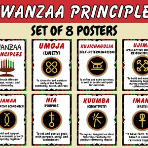 Kwaanza Principals Posters Set of 8 - the 7 Principles of Kwanzaa ...