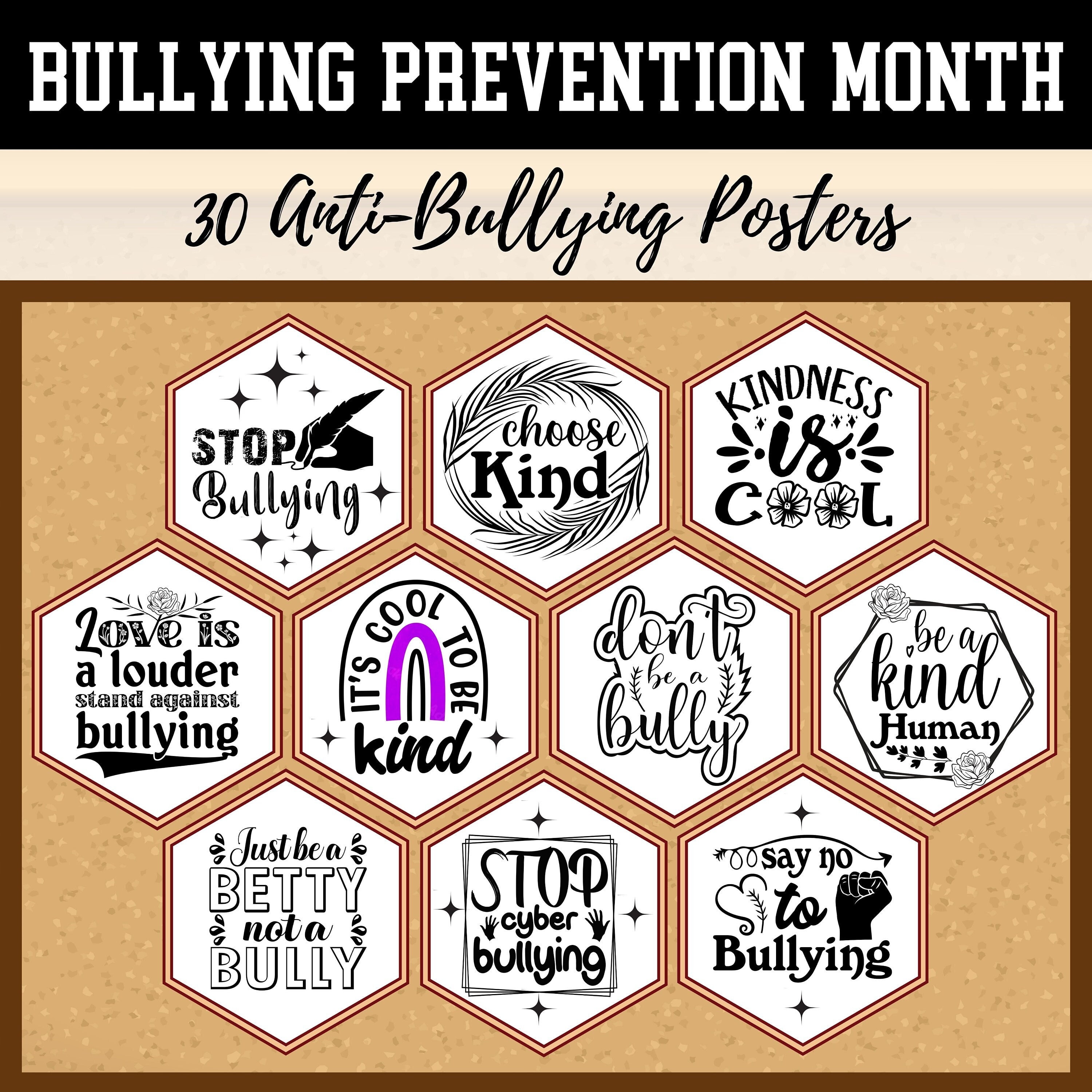 National Bullying Prevention Month Bulletin Board Set-31 Anti Bullying ...