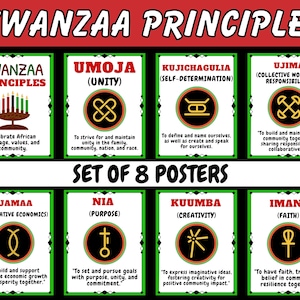 Kwaanza Principals Posters Set of 8 - the 7 Principles of Kwanzaa ...