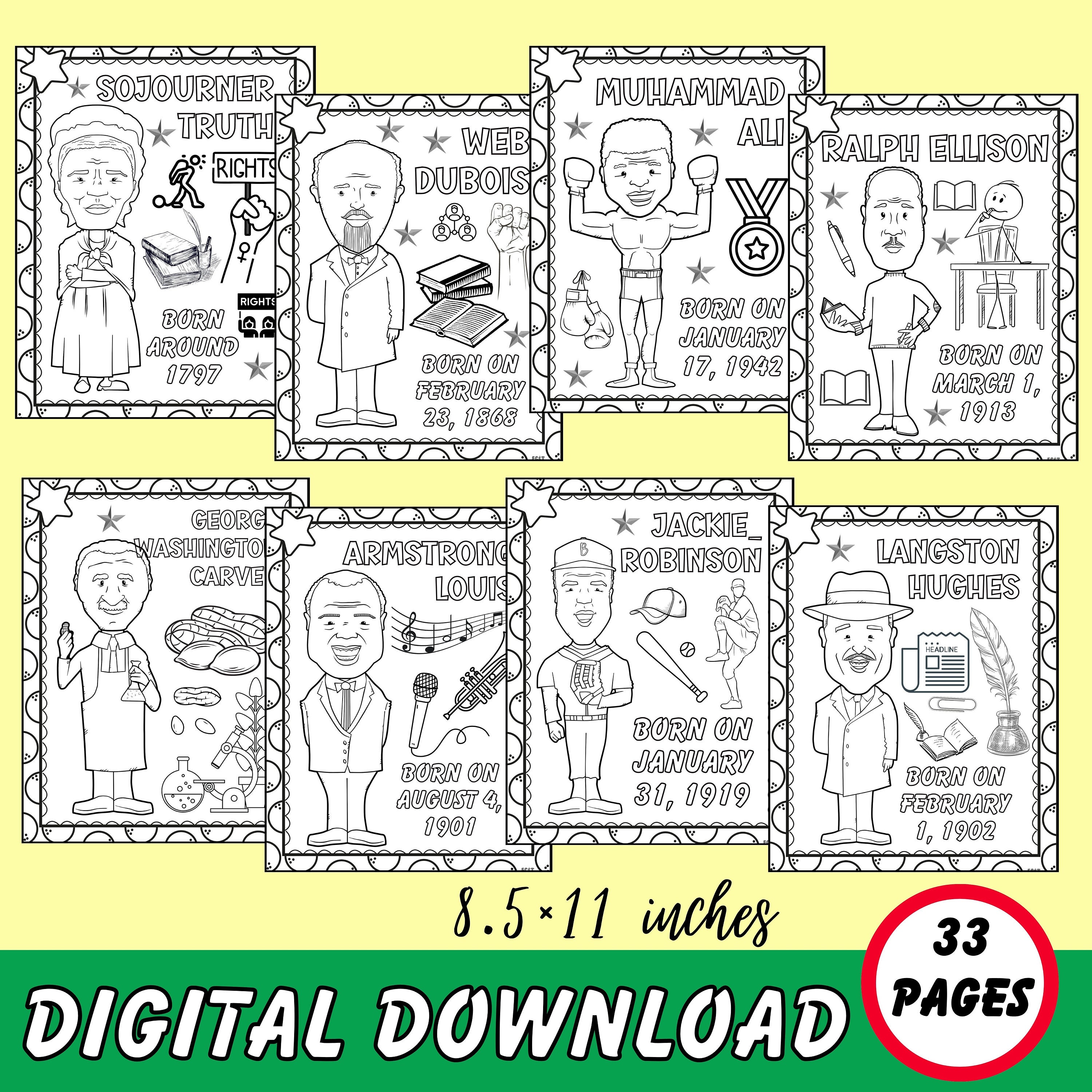 Important Figures in Black History Month Coloring Pages | African ...