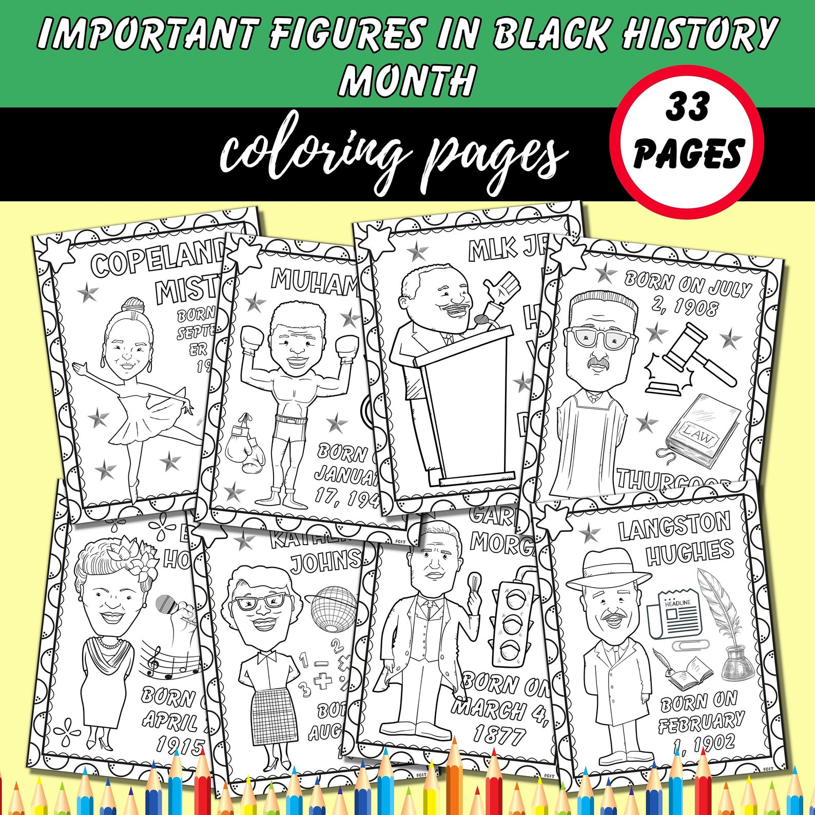 Important Figures in Black History Month Coloring Pages | African ...