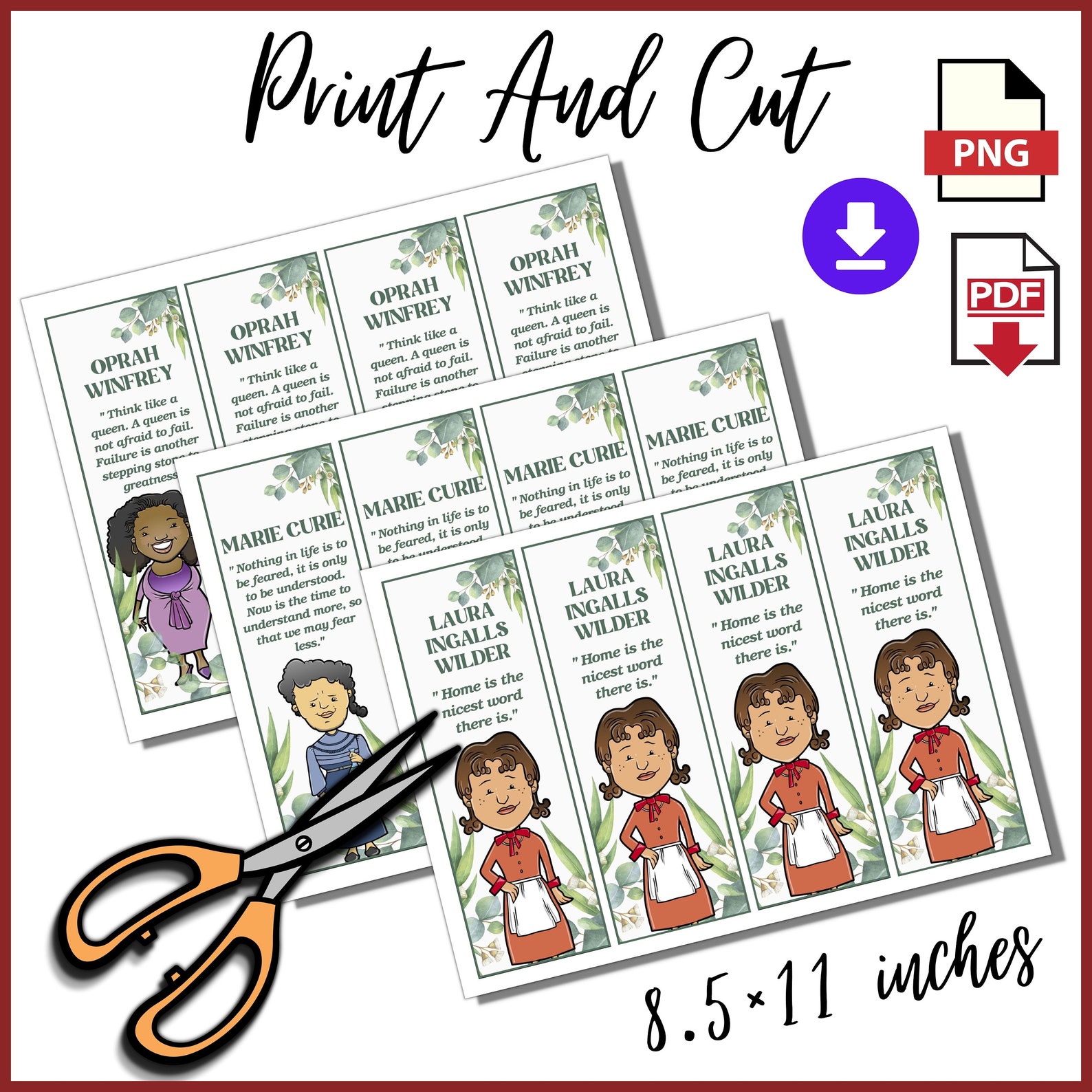 Printable Women's History Month Bookmarks Set | Famous Women in Histor ...