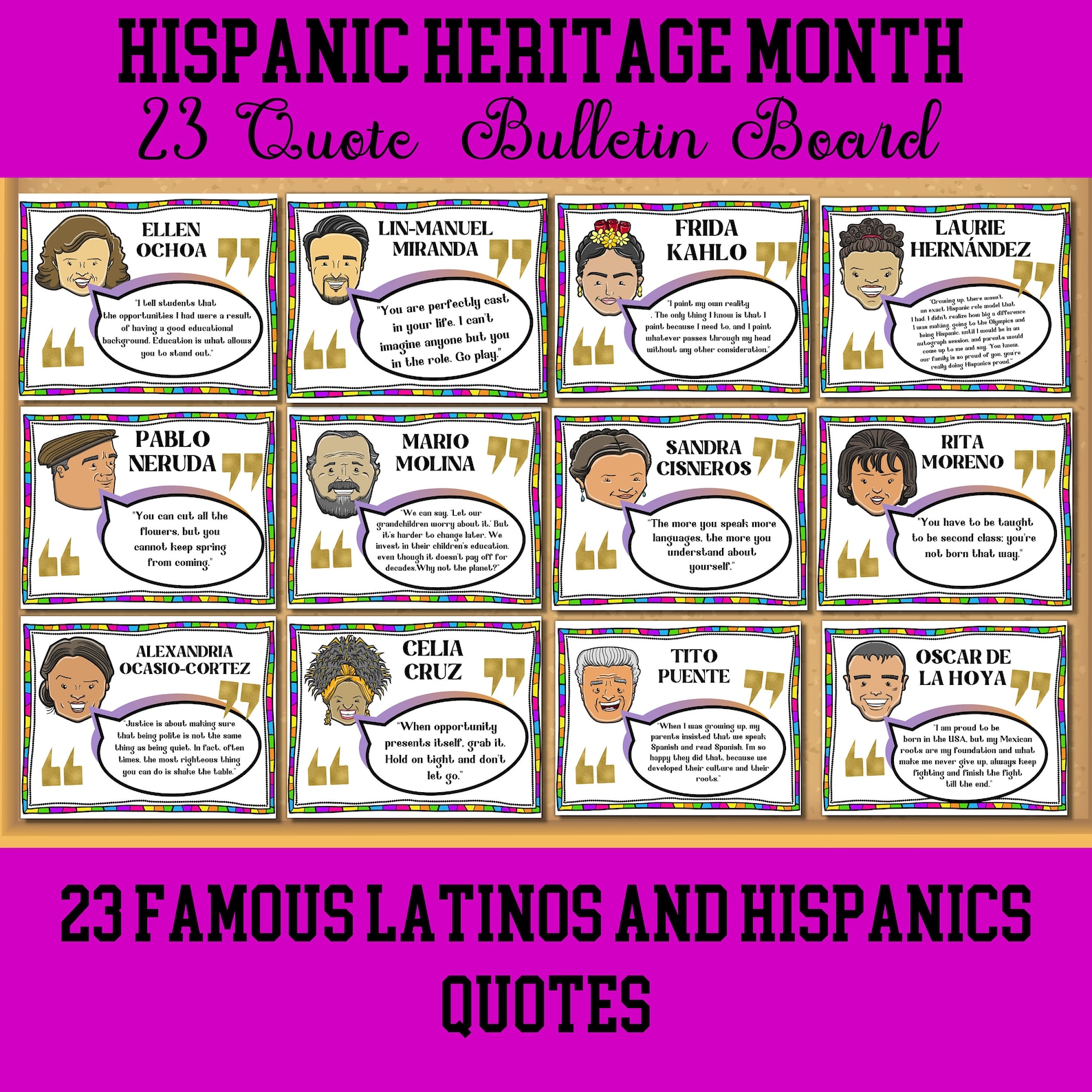 Hispanic Heritage Month Inspirational Quotes | Hispanic Icons Classroom ...