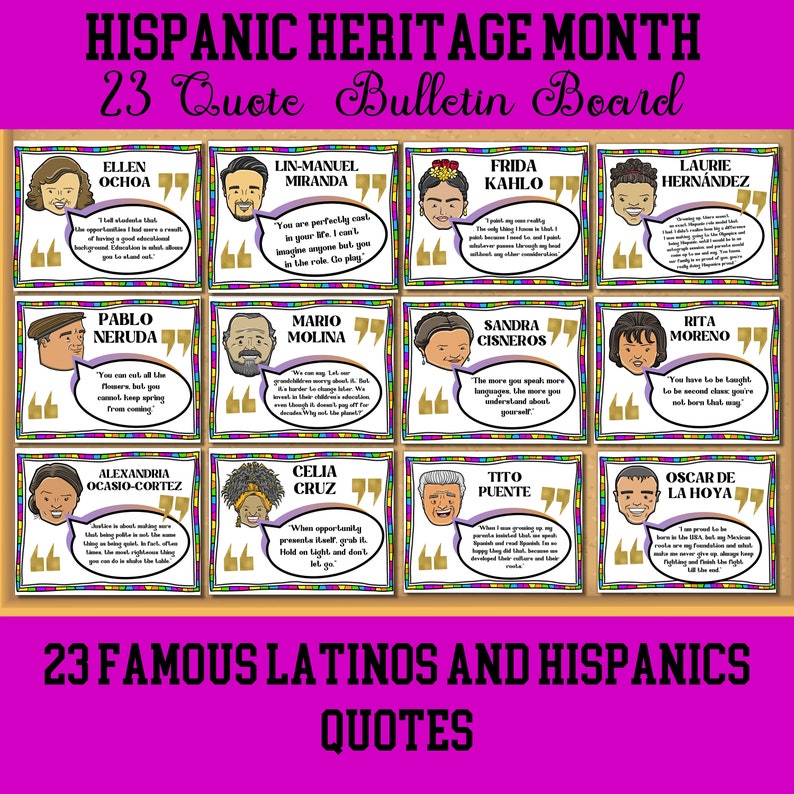 Hispanic Heritage Month Inspirational Quotes | Hispanic Icons Classroom ...