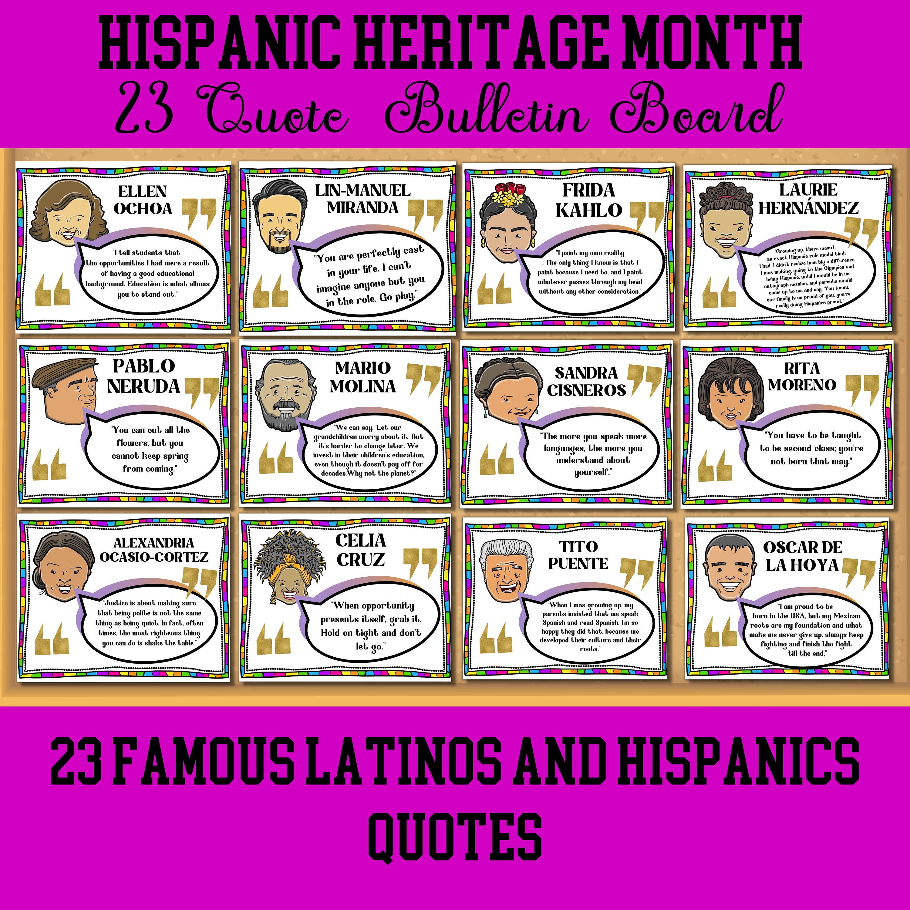 Hispanic Heritage Month Inspirational Quotes | Hispanic Icons Classroom ...