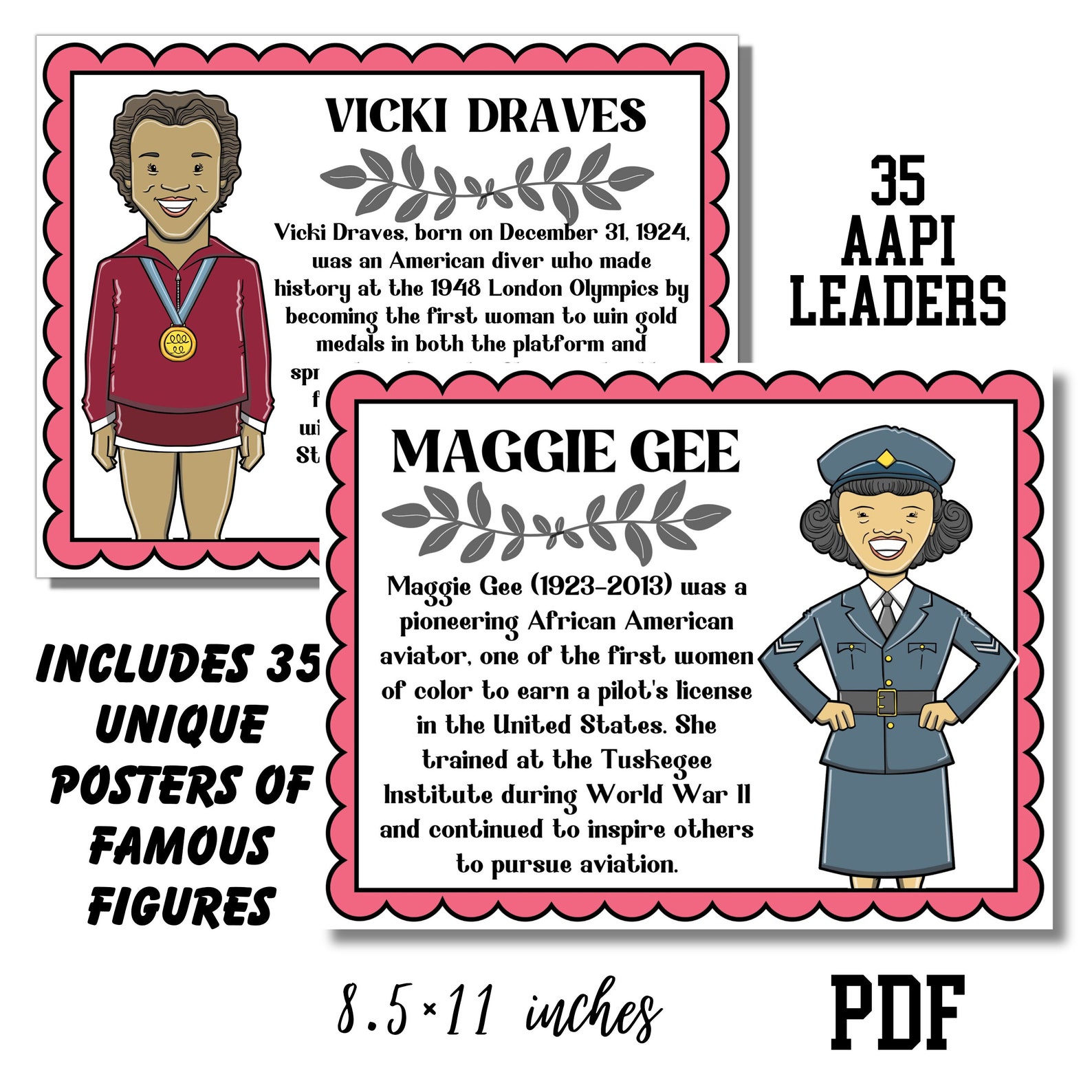 AAPI Heritage Month Printable Biography Posters - Inspiring Leaders for ...
