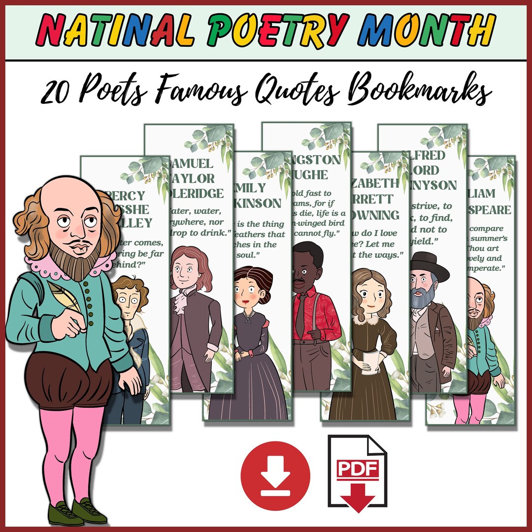 PRINTABLE Poetry Bookmarks | April National Poetry Month Bookmarks ...