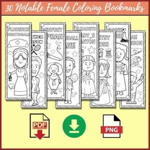 Printable Women's History Month Coloring Bookmarks Set | Famous Women ...