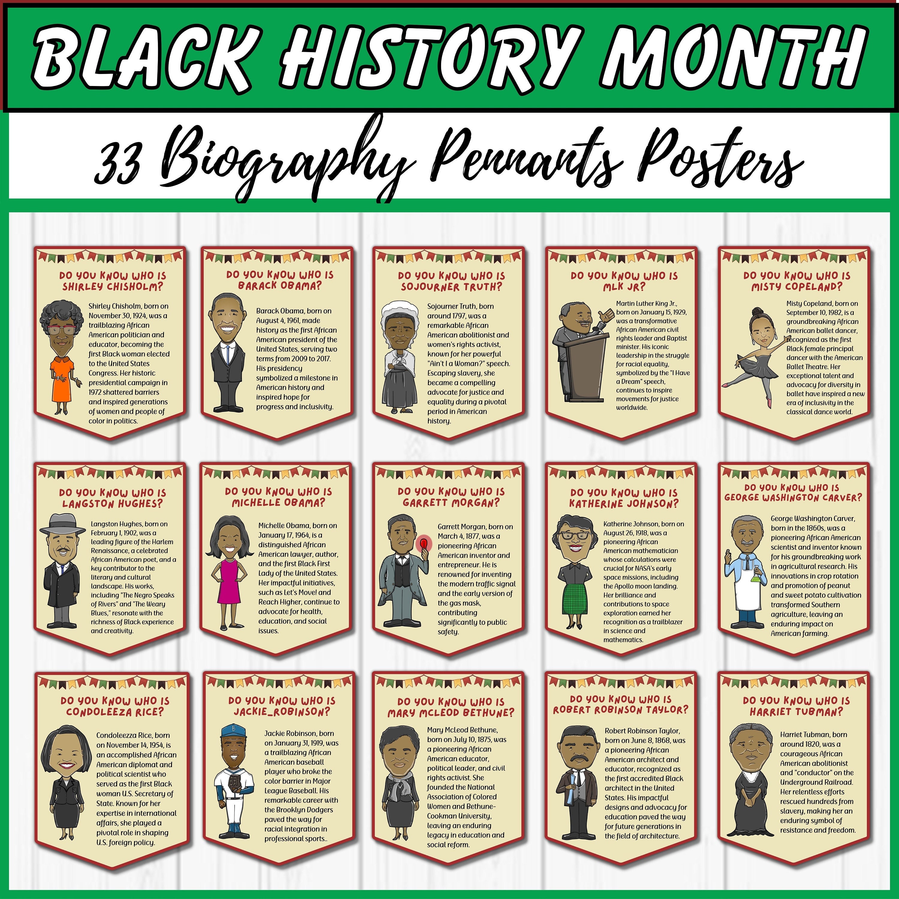Black History Month Classroom Bulletin Board - 33 Iconic Figures ...