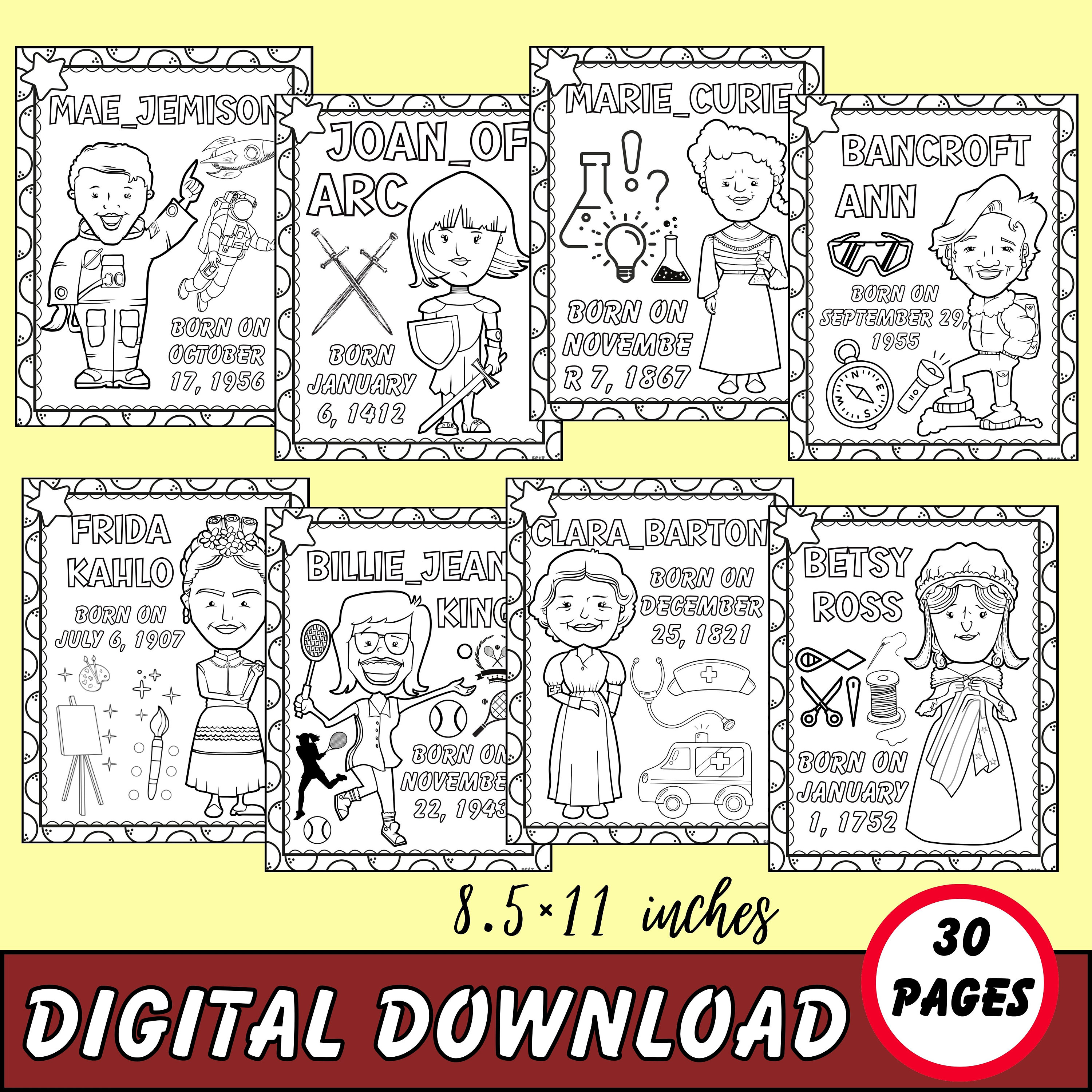 Women's History Month Coloring Pages | Famous Women in History Coloring ...