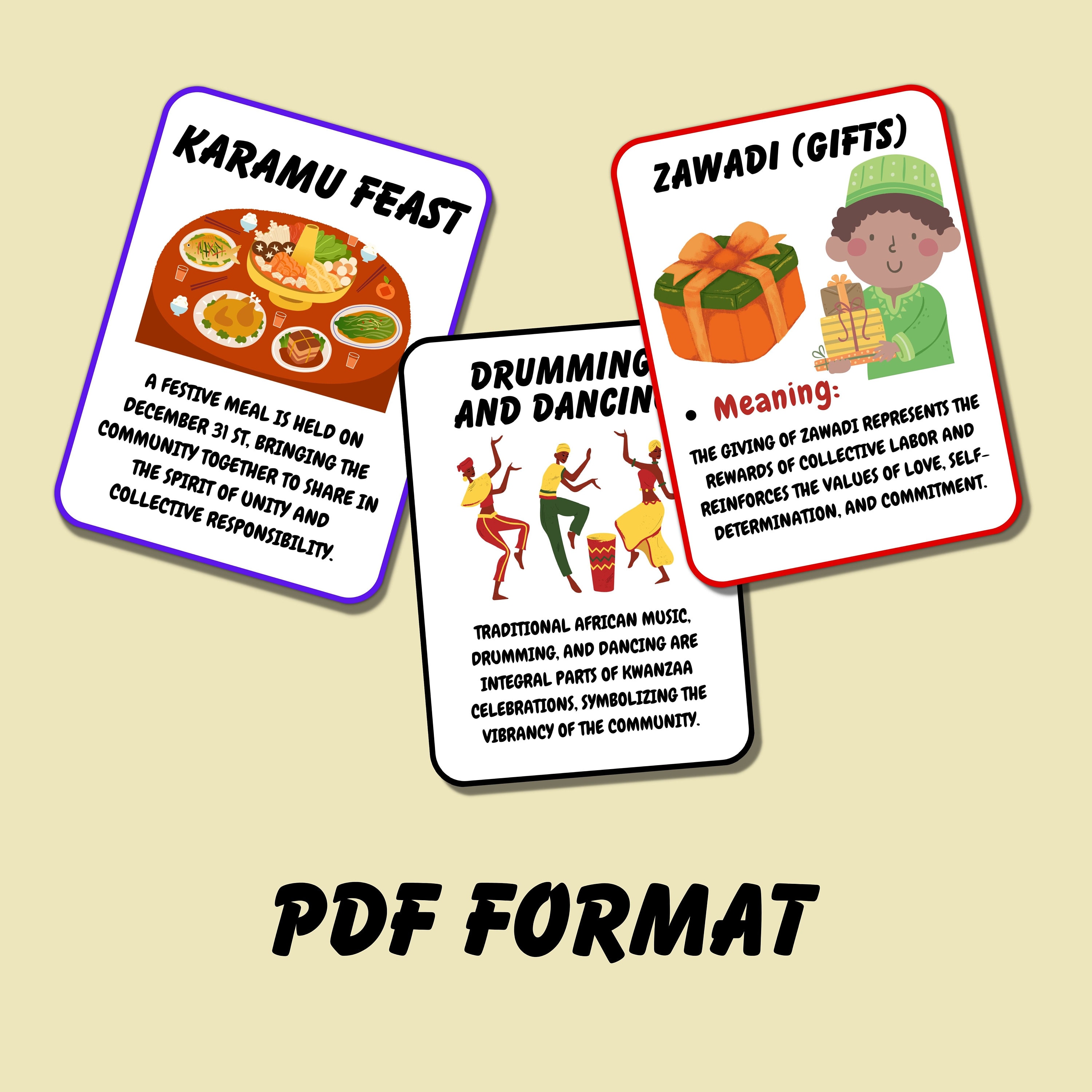 Kwanzaa Vocabulary Flashcards& Posters Set-kwanzaa Flashcards-kwanzaa ...