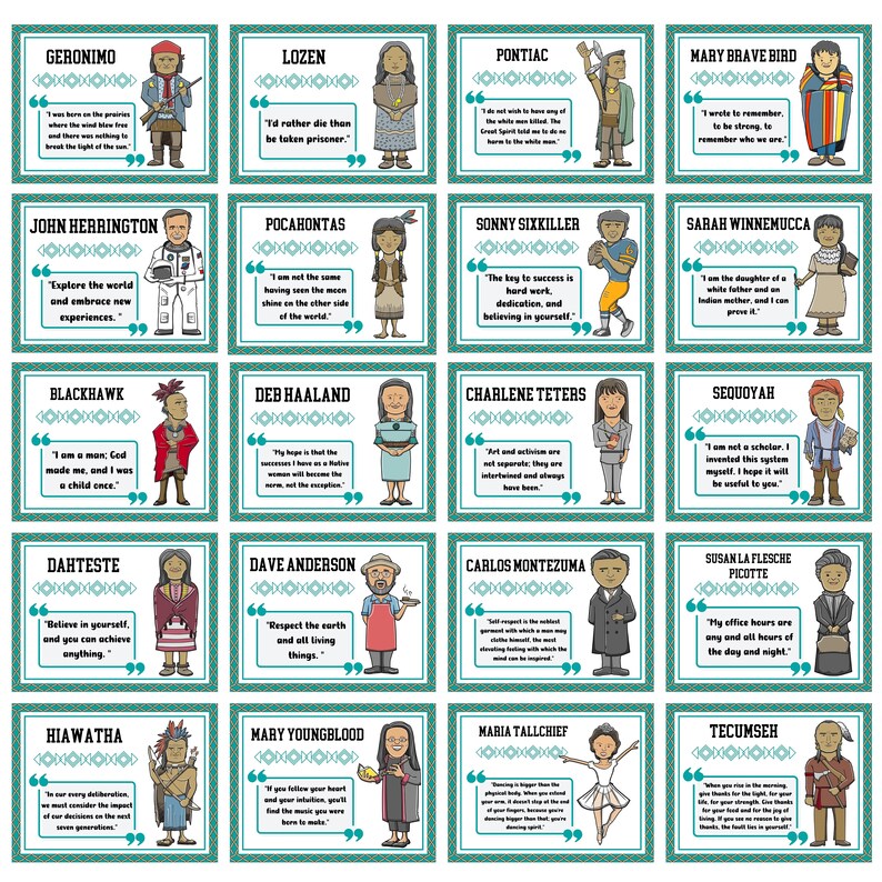 Native American Heritage Month Quote Posters Influential Indigenous ...